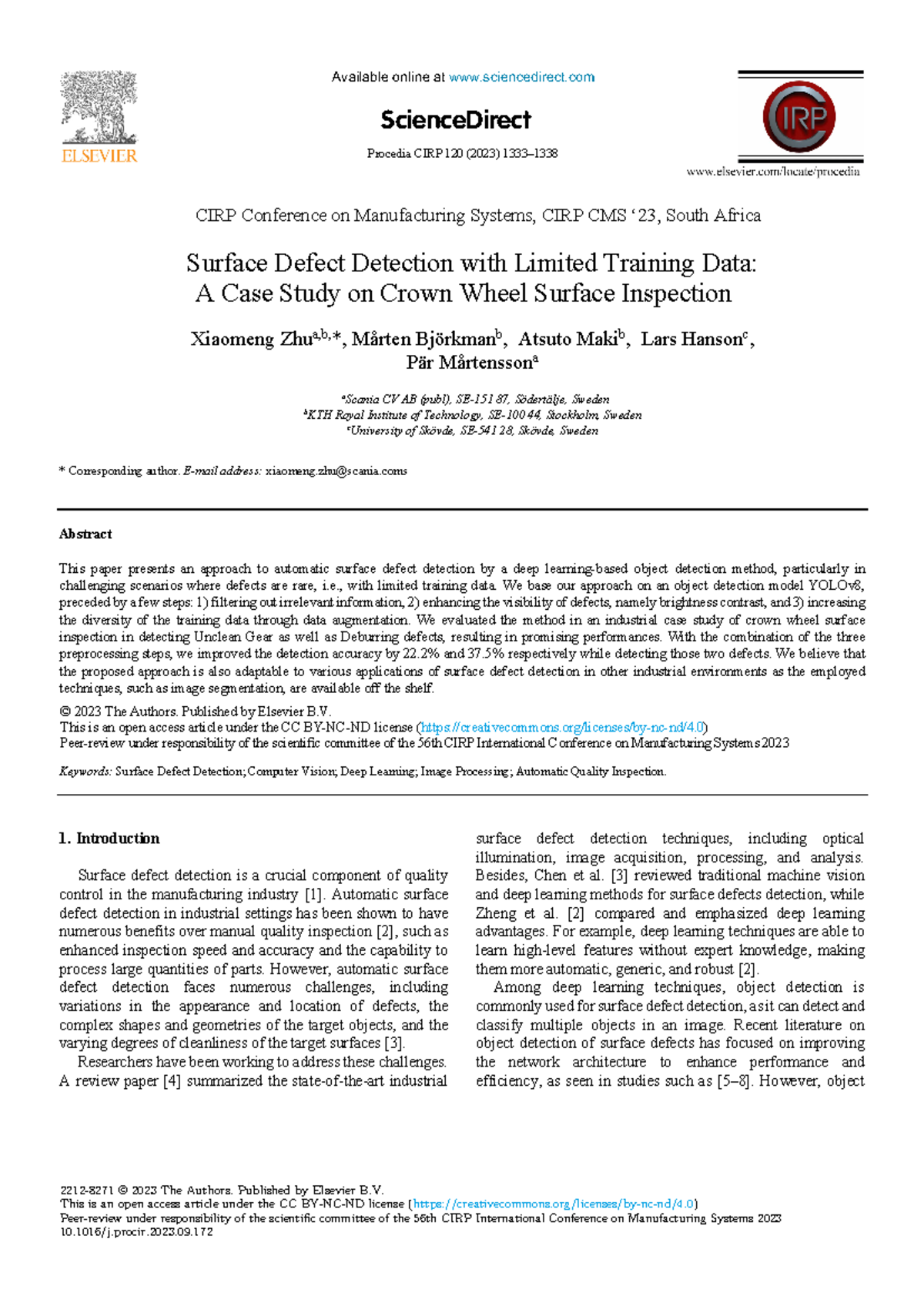 Surface Defect Detection with Limited Training Data: A Case Study on ...