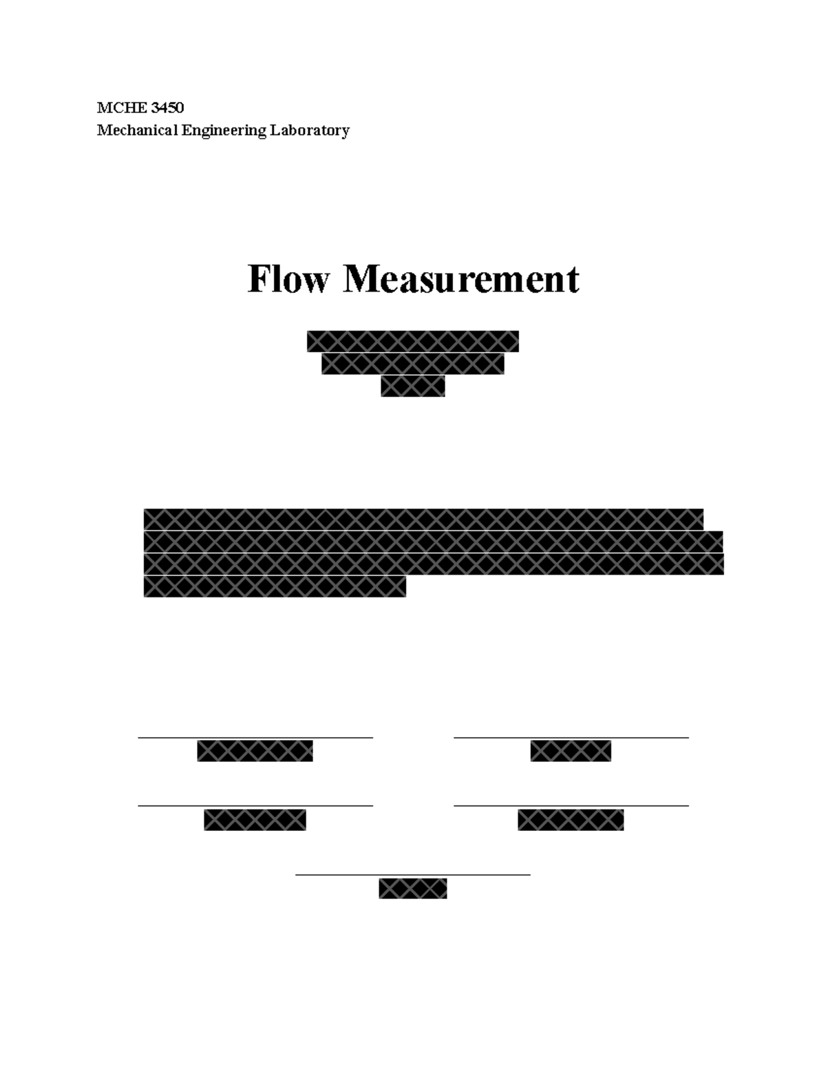 MCHE 3450 Flow Measurement Notes - MCHE 3450 Mechanical Engineering ...