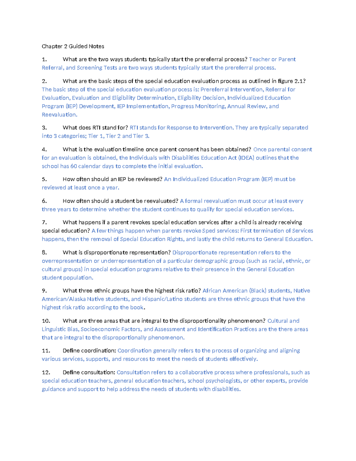 Chapter 2 Guided Notes - Summary Exceptional Children - Chapter 2 ...