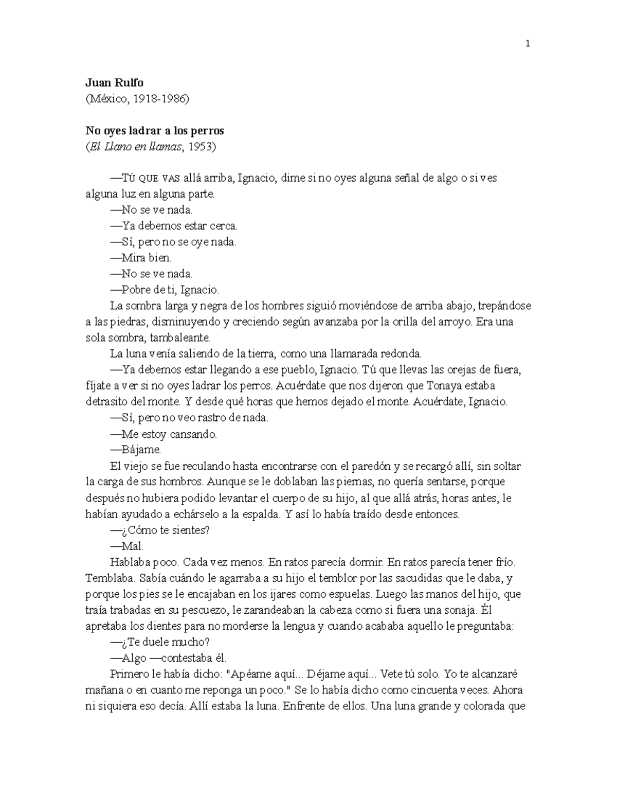 Juan Rulfo No oyes ladrar los perros - 1 Juan Rulfo (México, 1918-1986 ...