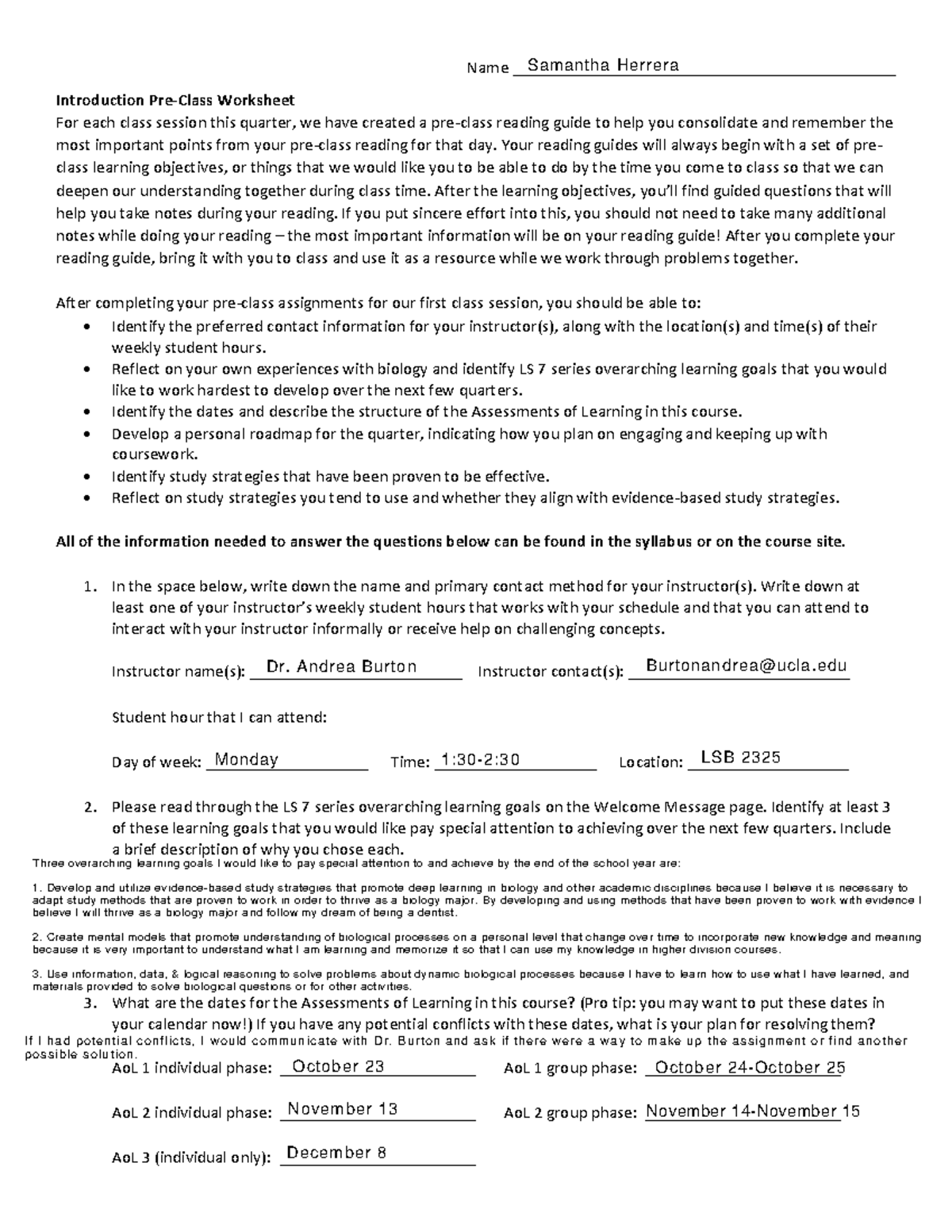 Week 1a Pre-Class Reading Guide - Introduction - Name