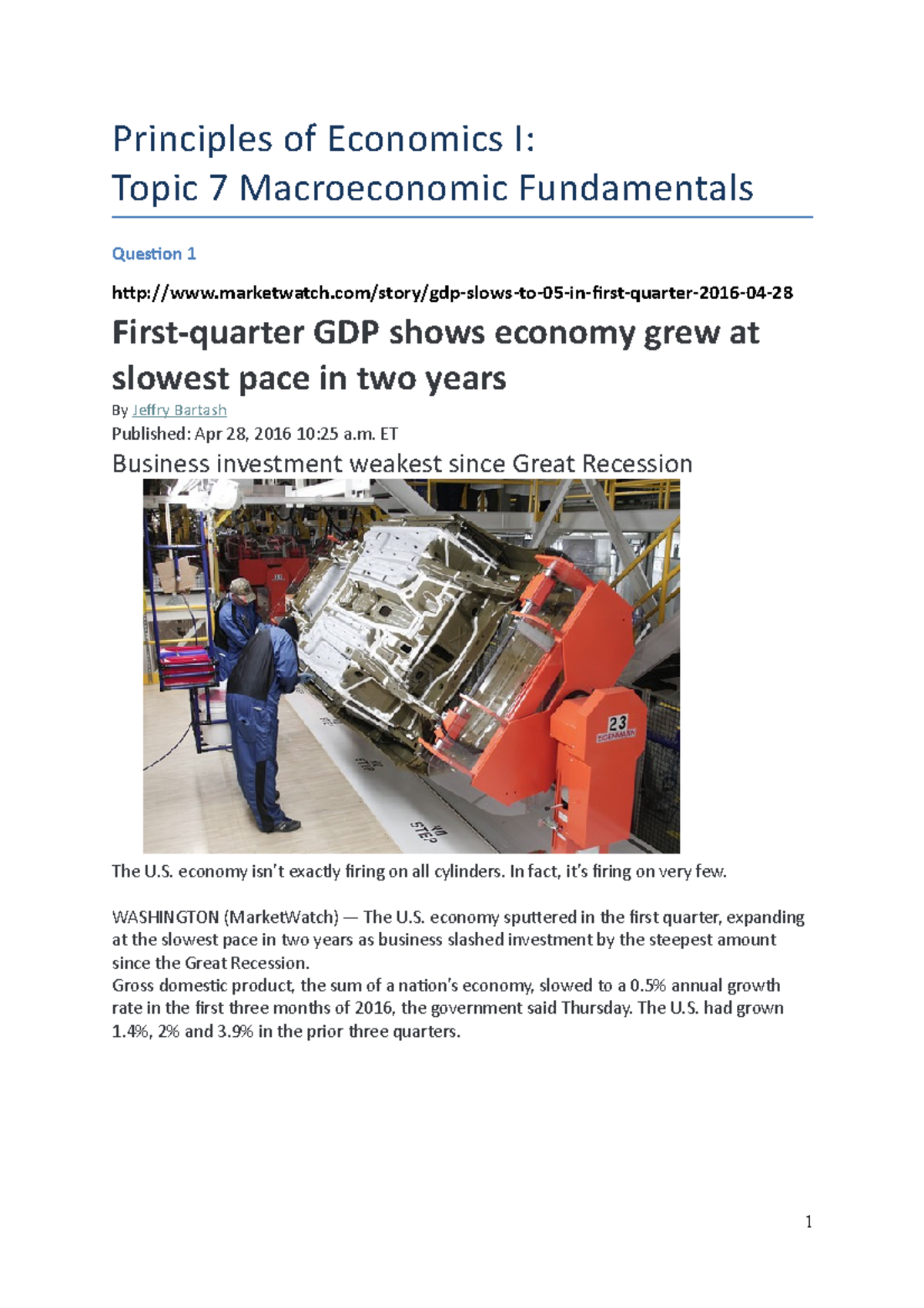 Topic 7 - Tutorial 7 questions - Principles of Economics I: Topic 7 ...