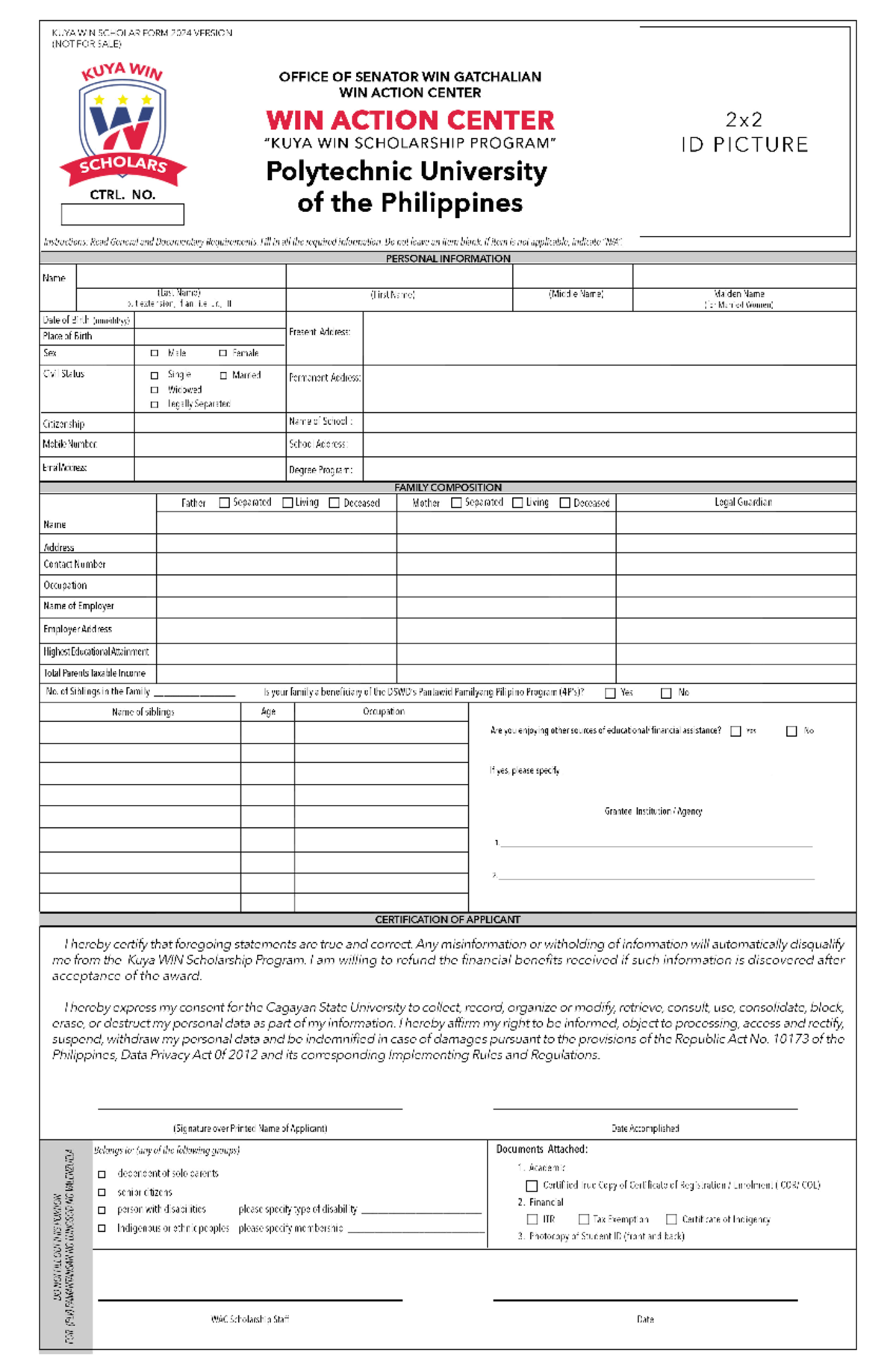 Kuyawin PUP FORM - Kuya win pup form - UniFAST TDP Form Annex 1 2022 ...