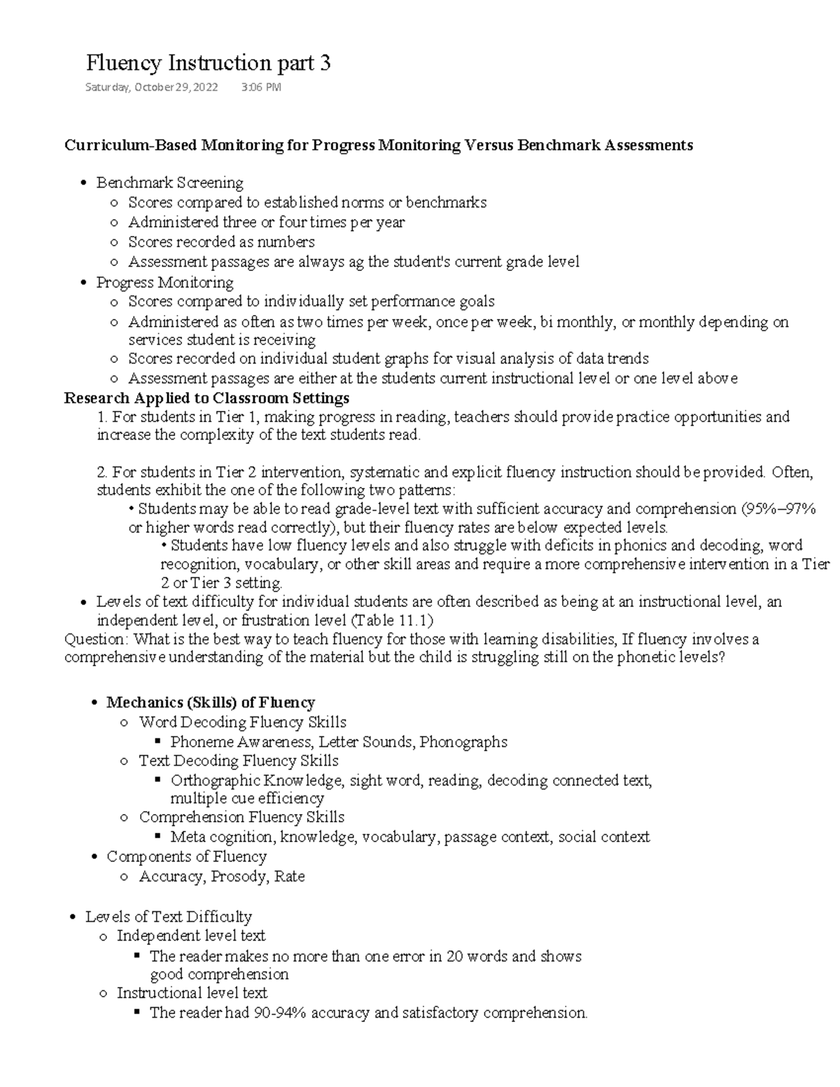 Fluency Instruction part 3 - Curriculum-Based Monitoring for Progress ...