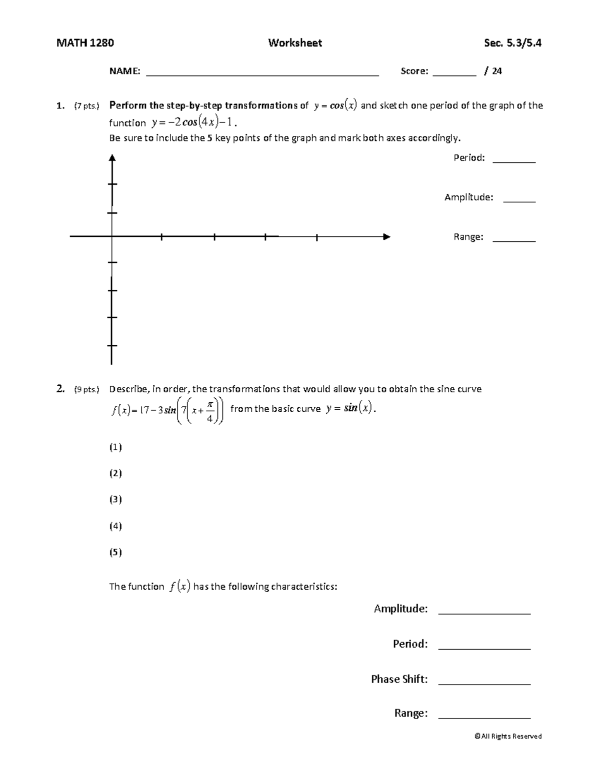 MATH 1280 - WSh 5.3 5.4 - Notes - MATH 1280 Worksheet Sec. 5/5. ©All ...