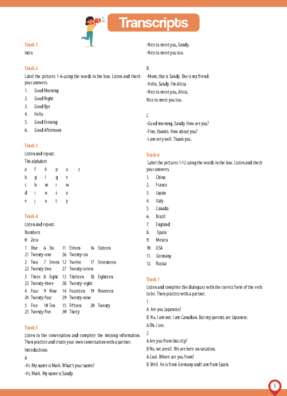 Transcripts - Track 1 Intro Track 2 Label the pictures 1-6 using the ...