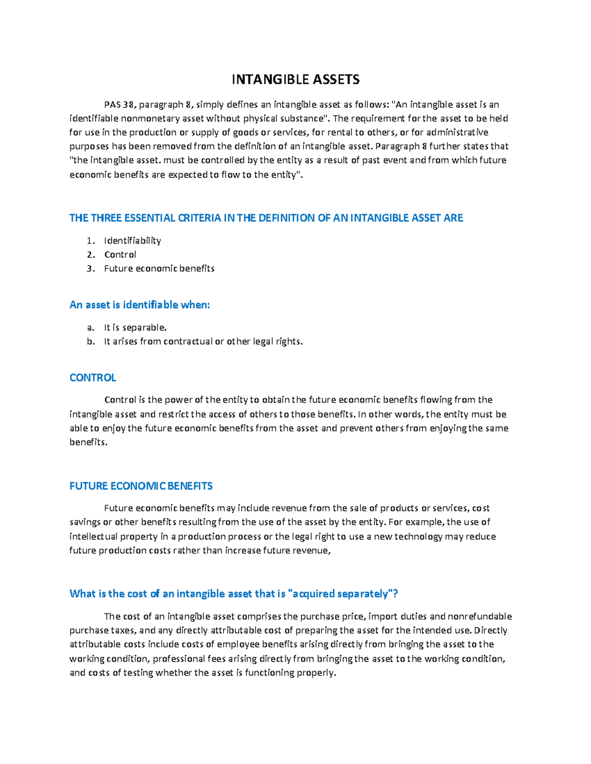 Intangible- Assets - .... - INTANGIBLE ASSETS PAS 38, paragraph 8 ...