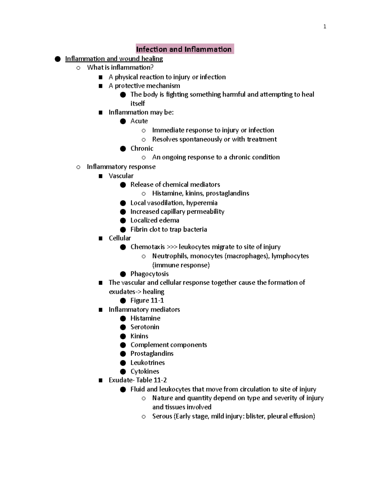 Infection and inflammation - Infection and Inflammation Inflammation ...