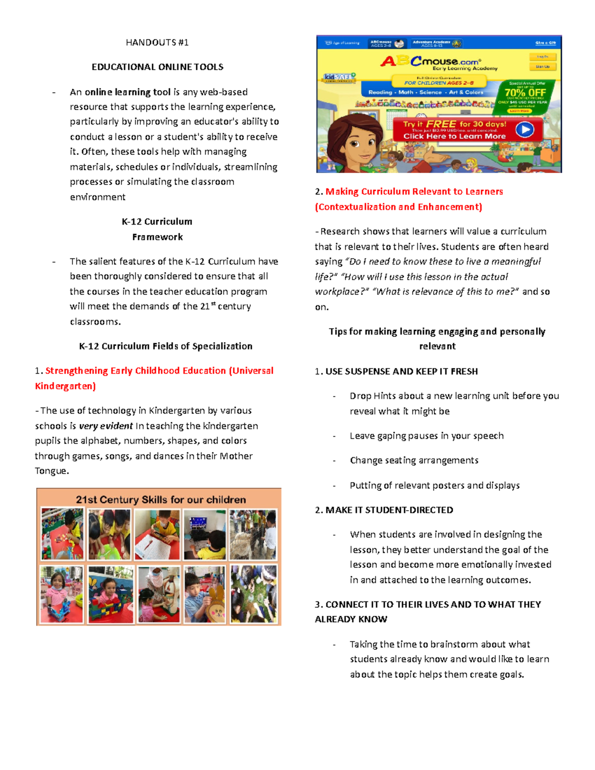 Handouts-1 - Practical for computer applications - HANDOUTS EDUCATIONAL ...