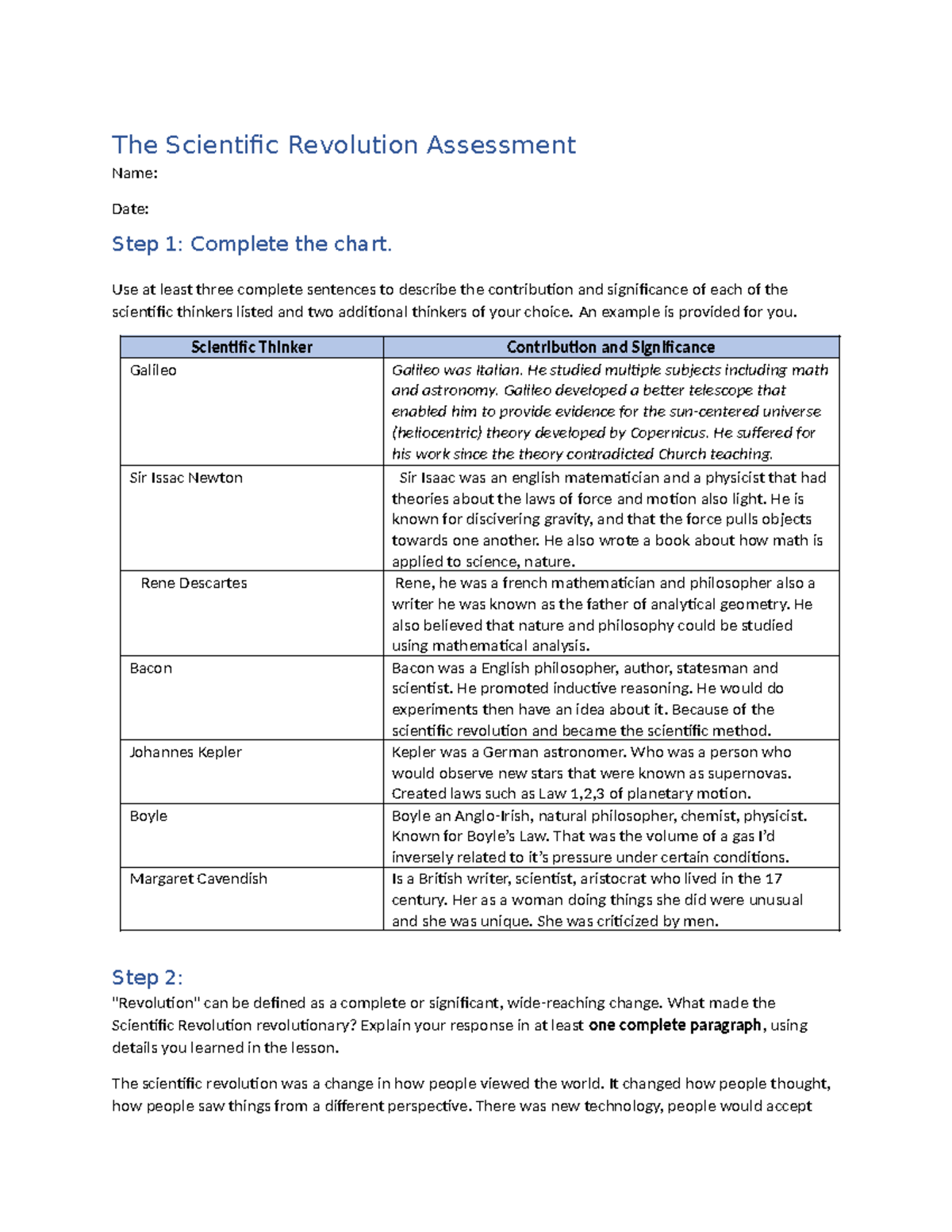 The scientific revolution wh - The Scientific Revolution Assessment ...