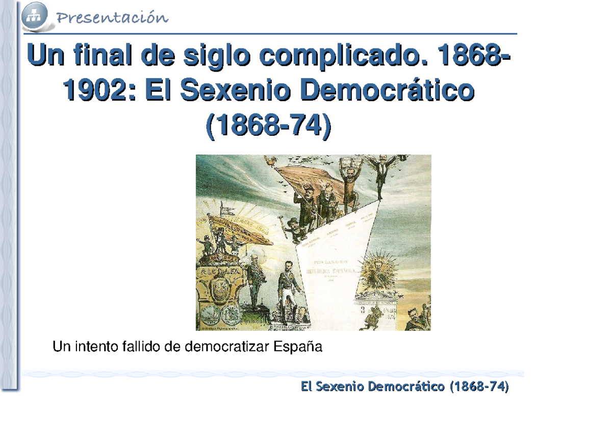 10. Resumen tema 5. El Sexenio Revolucionario (1868 - 1874) - Un final de siglo complicado. 1868 ...