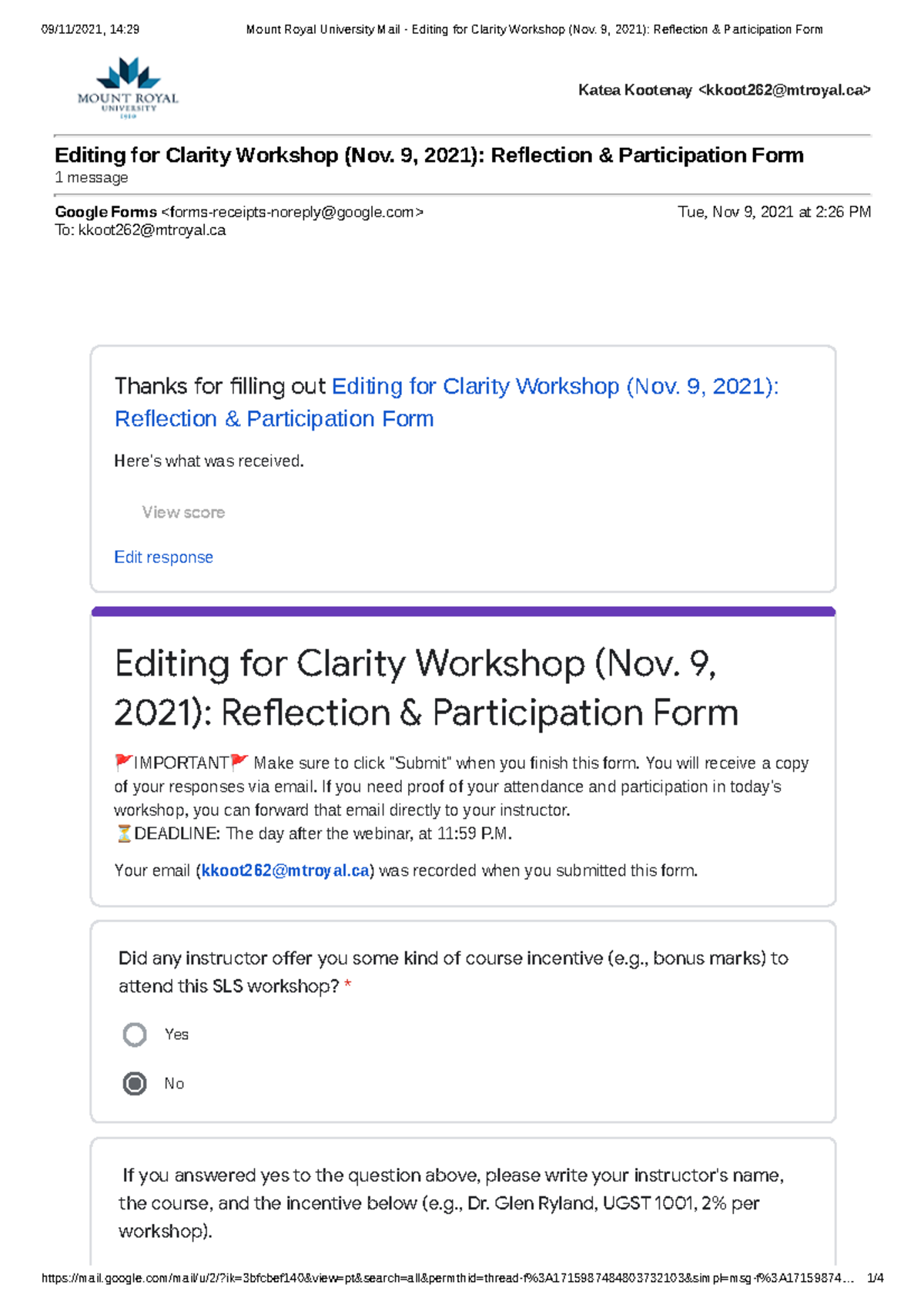 Editing for Clarity Workshop (Nov. 9, 2021) Participation Form - Katea ...