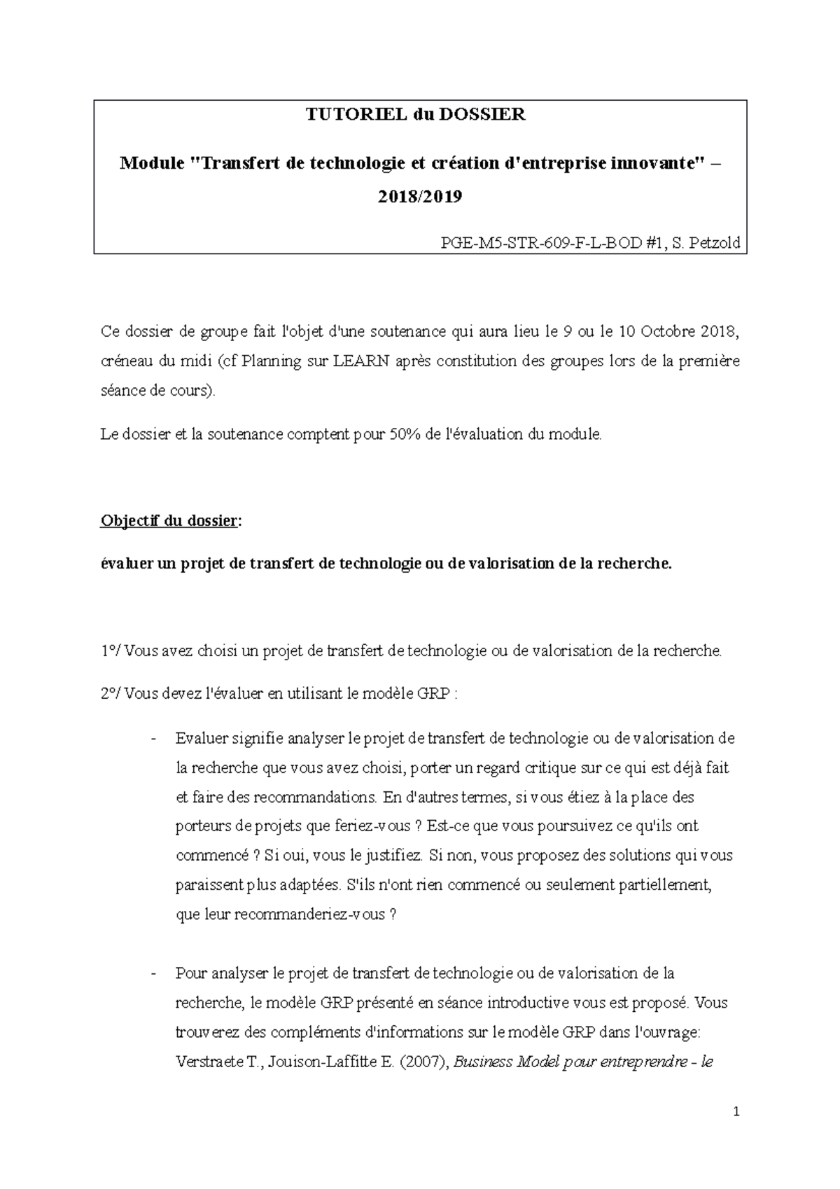 Tutoriel du Dossier Module TT - TUTORIEL du DOSSIER Module "Transfert ...