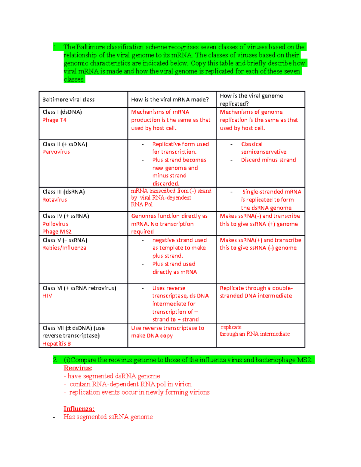 Sample questions Chapter 10 ver1 - 1. The Baltimore classification ...