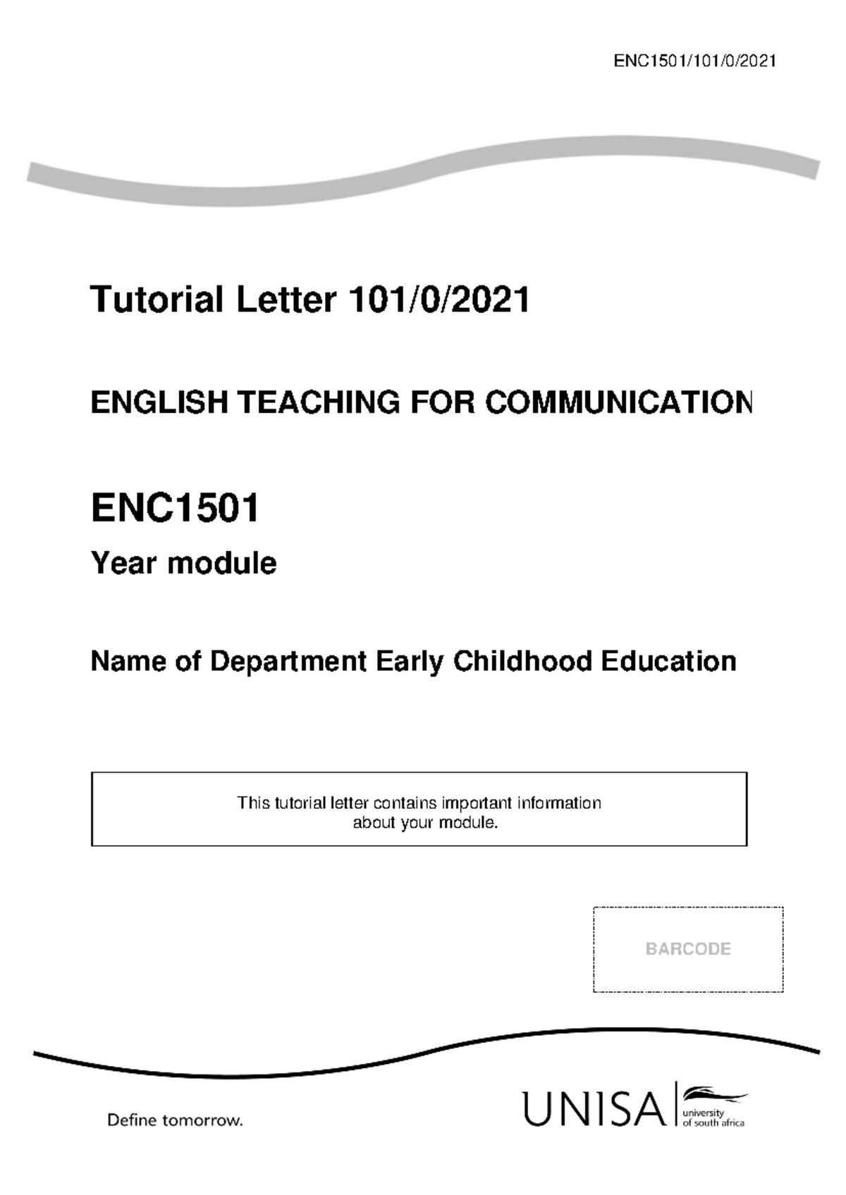 Tutorial notes and - Tutorial Letter 101/0/ 2021 ENGLISH TEACHING FOR ...