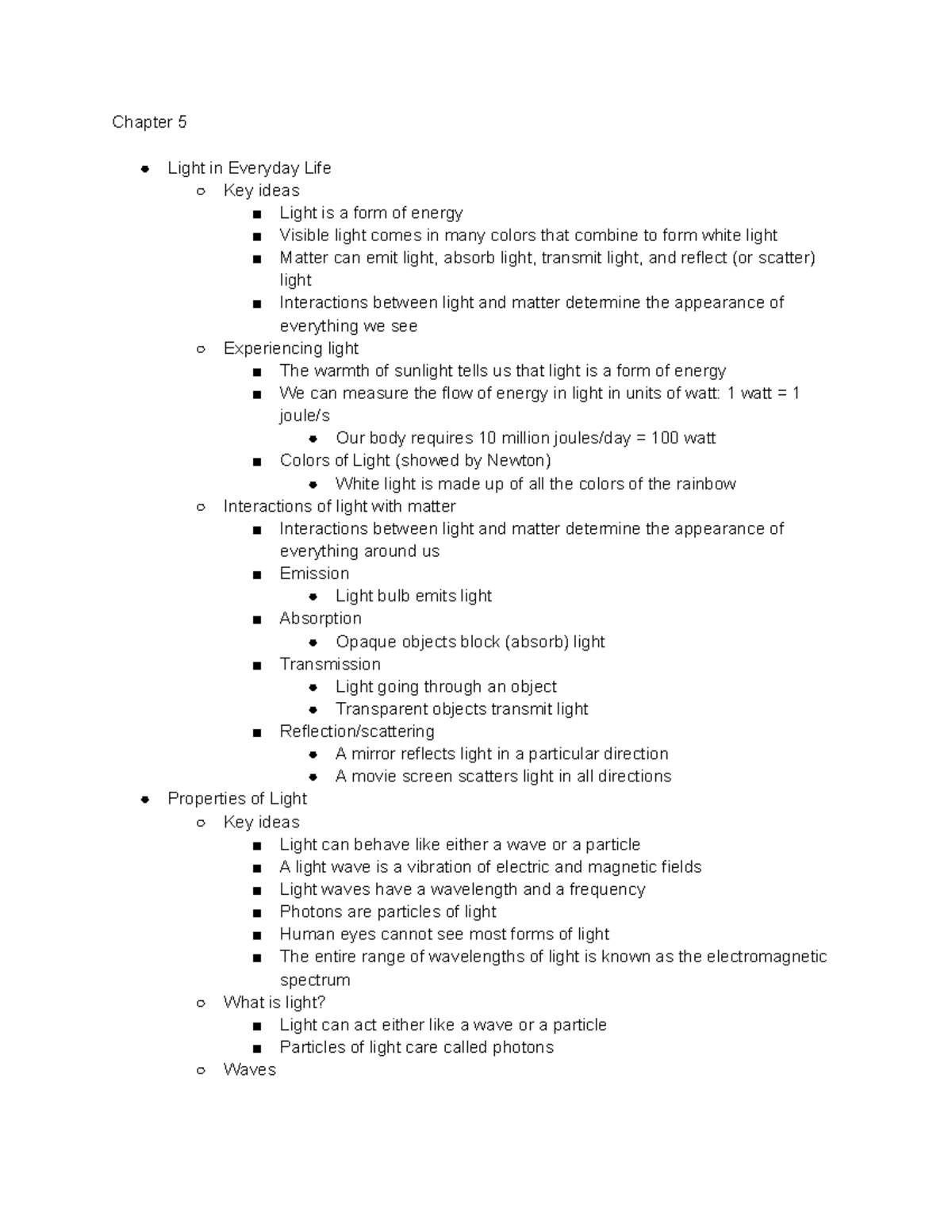 ASTR 1010 Lecture Notes 2 - Chapter 5 Light in Everyday Life Key ideas ...