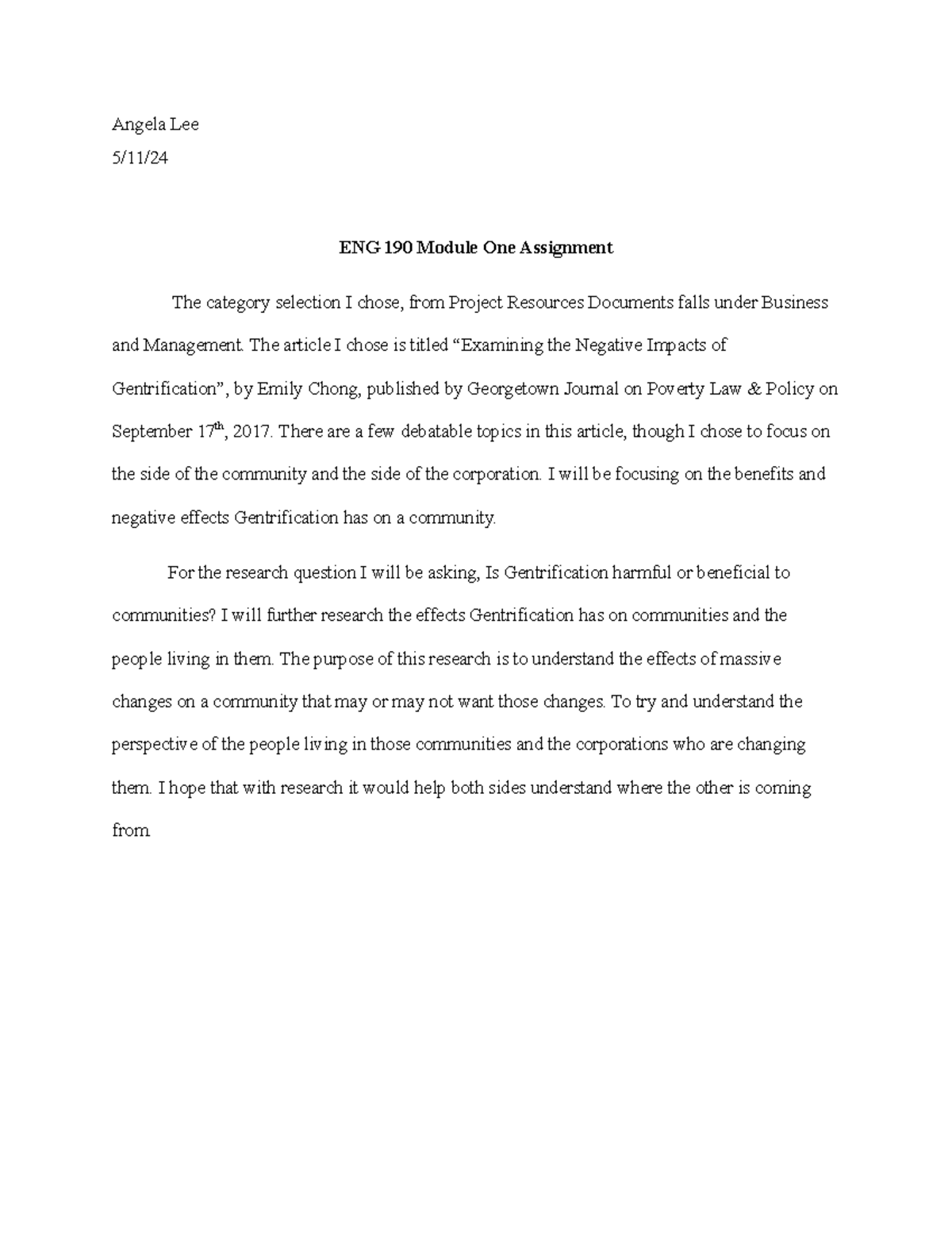 Eng 190 Module One Assignment - Angela Lee 5/11/ ENG 190 Module One ...