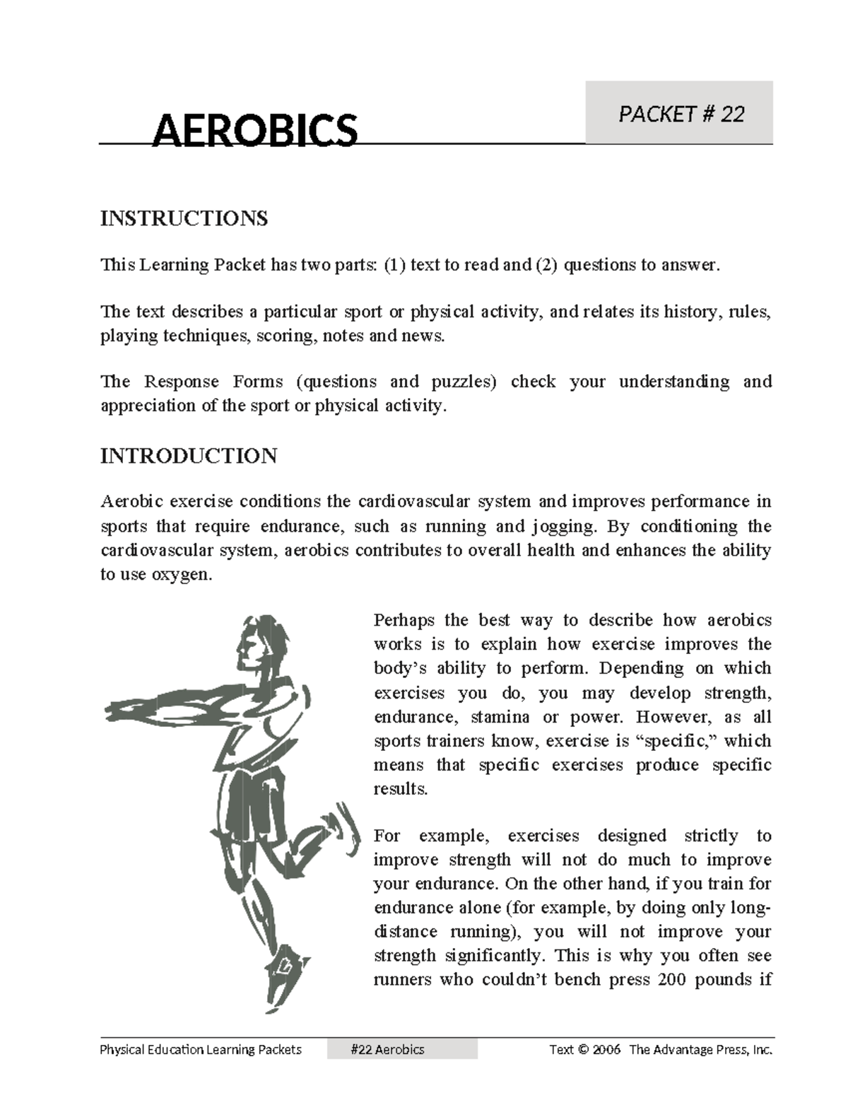 Aerobics Packet - INSTRUCTIONS This Learning Packet has two parts: (1 ...