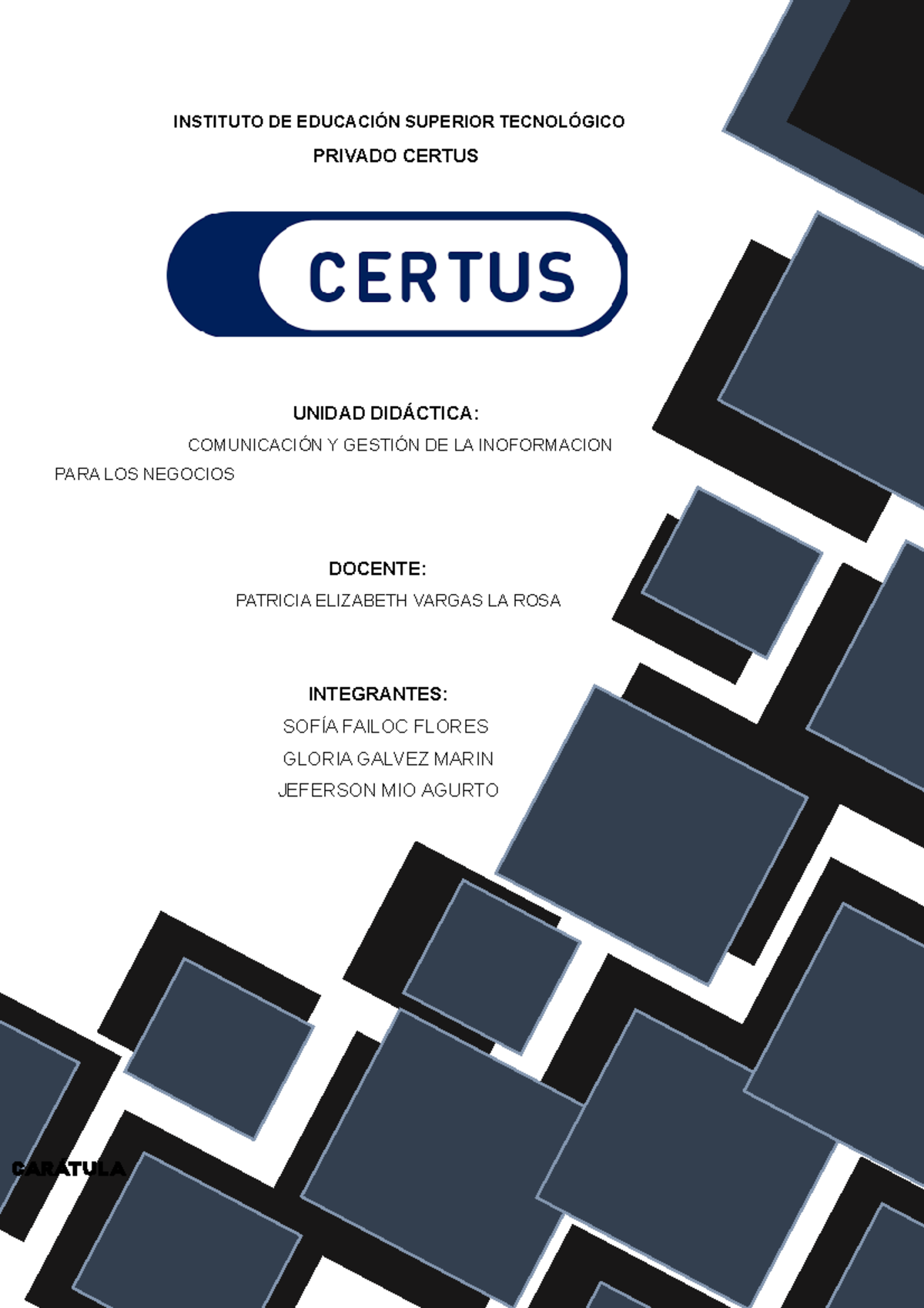 Informe AA4 - ciclo l - INSTITUTO DE EDUCACIÓN SUPERIOR TECNOLÓGICO PRIVADO CERTUS UNIDAD ...