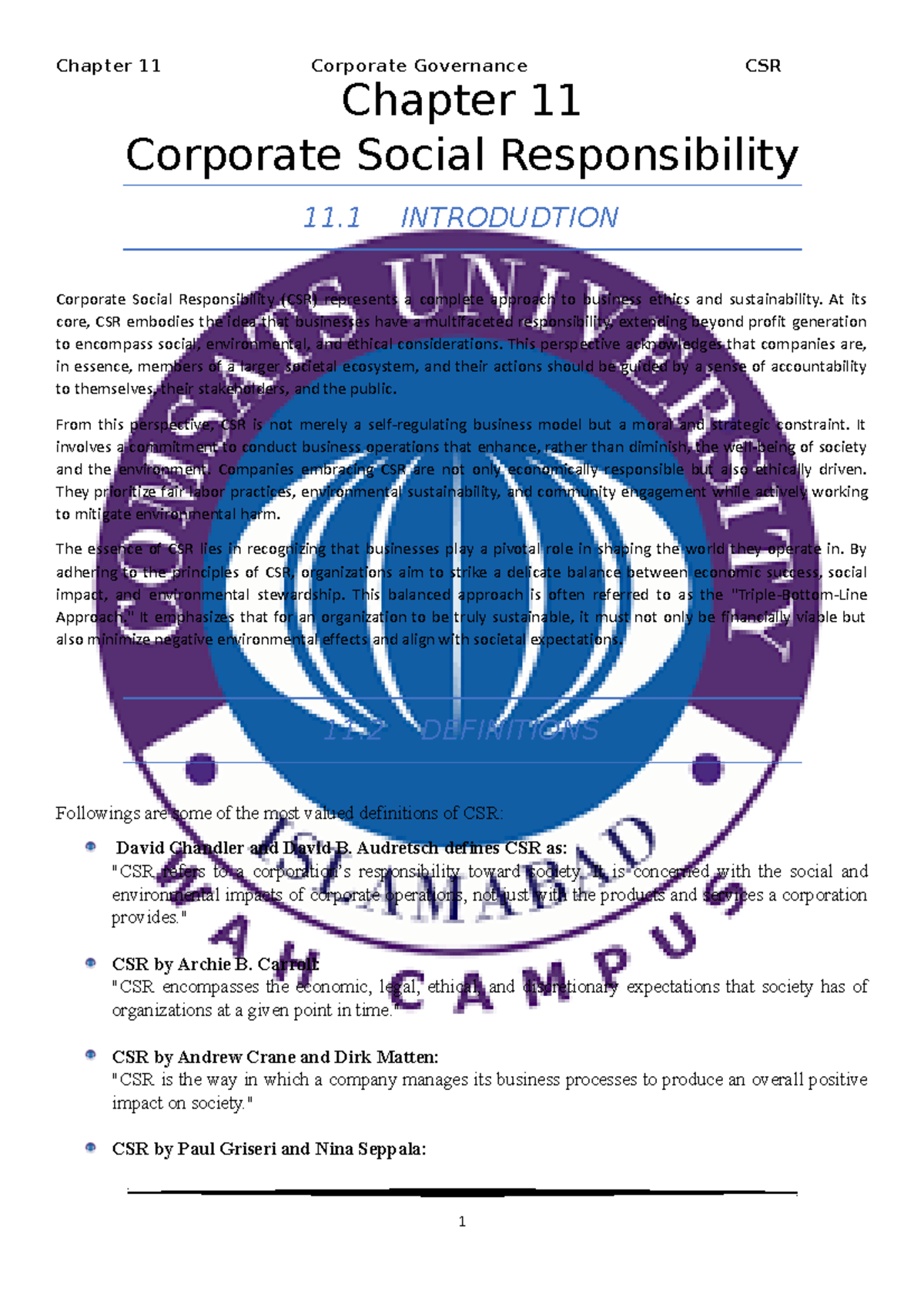 Abdullah Ghaffary (fa20-bba-105) Chapter 11 CSR - Chapter 11 Corporate Social Responsibility 11 ...