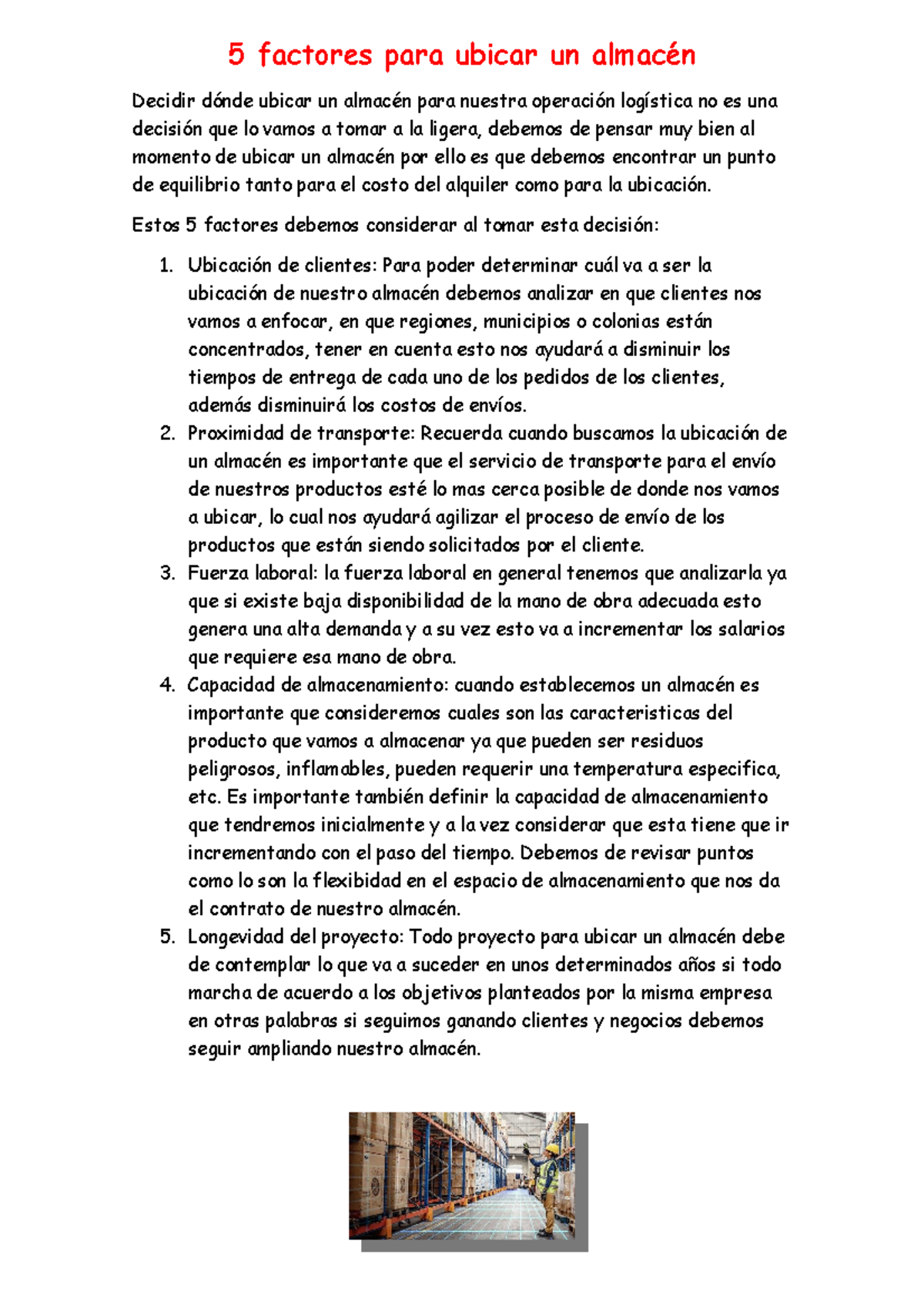 5 factores para ubicar un almacén - 5 factores para ubicar un almacén Decidir dónde ubicar un ...