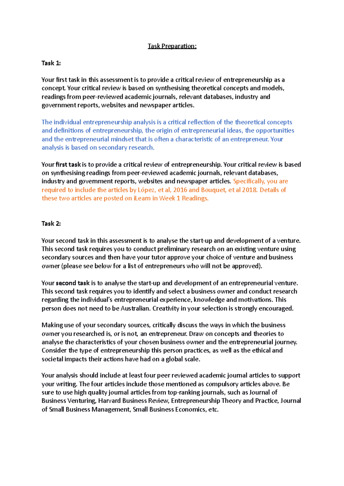 MGMT1020 - Task Preparation - Task Preparation: Task 1: Your first task ...