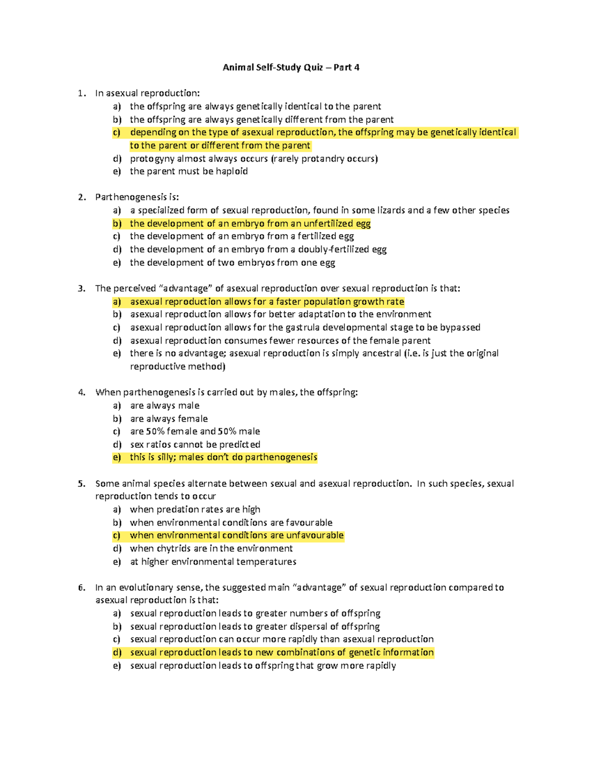 Animal Self-Study Quiz part 4 - Animal Self-Study Quiz – Part 4 In ...