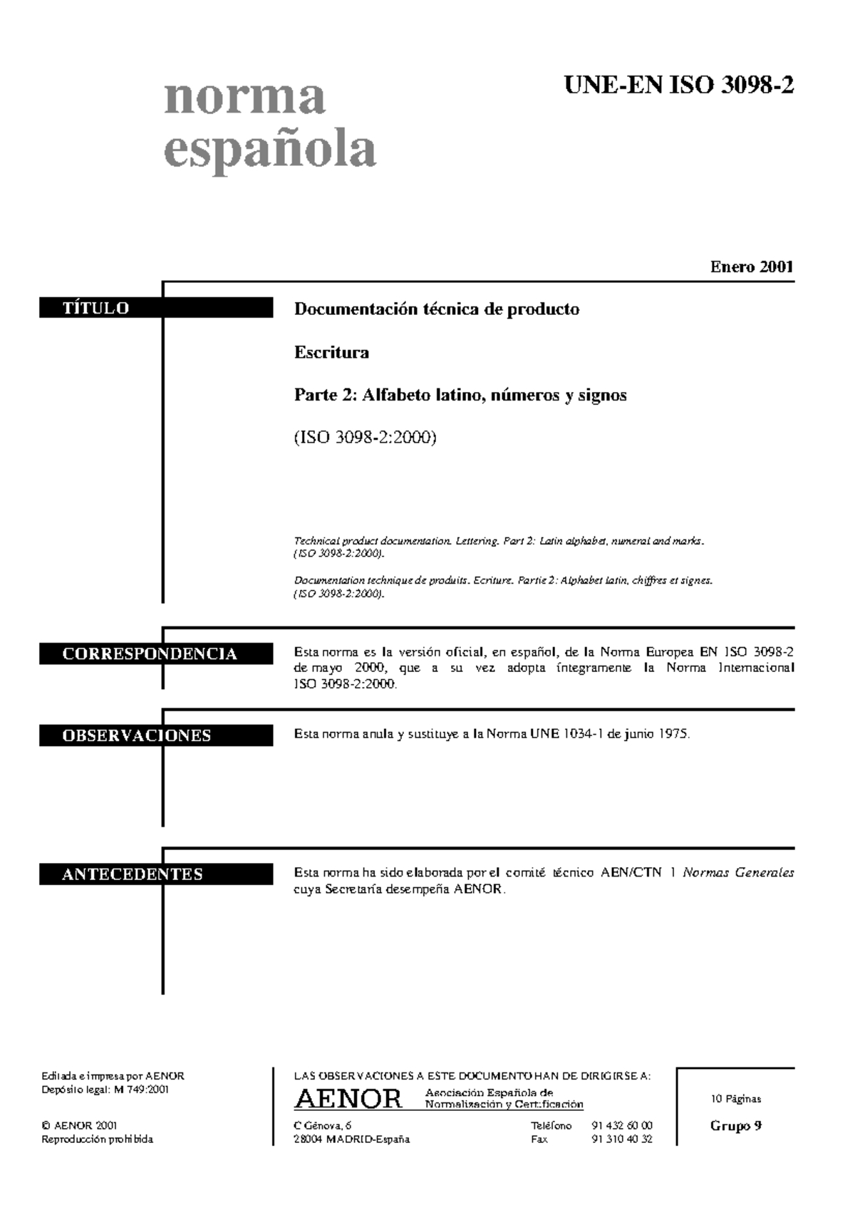 UNE-EN ISO 3098-2=2001 - UNE-EN ISO 3098- norma española Enero 2001 ...