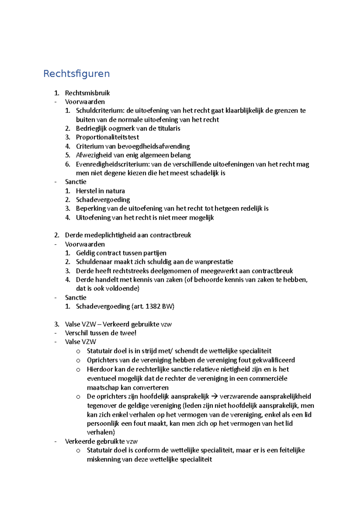 Verschillende rechtsfiguren - Rechtsfiguren Rechtsmisbruik Voorwaarden ...