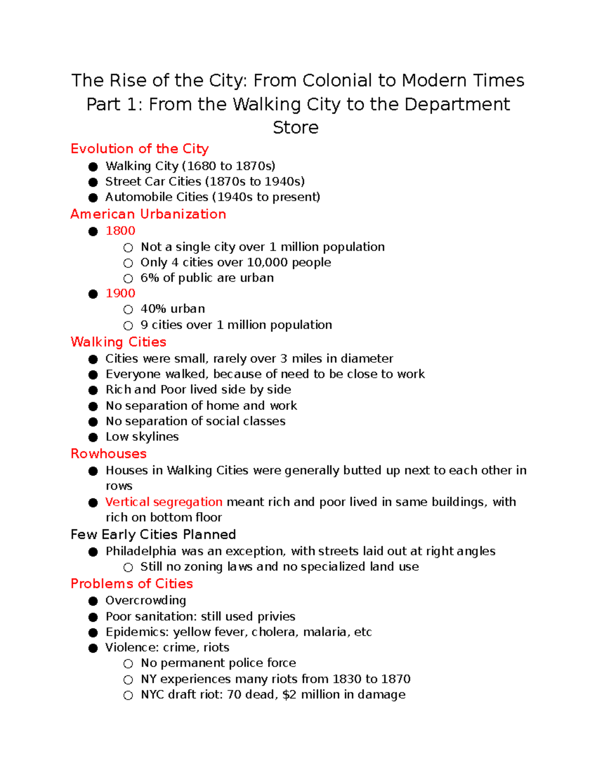 The Rise of the City - The Rise of the City Lecture Notes - The Rise of ...