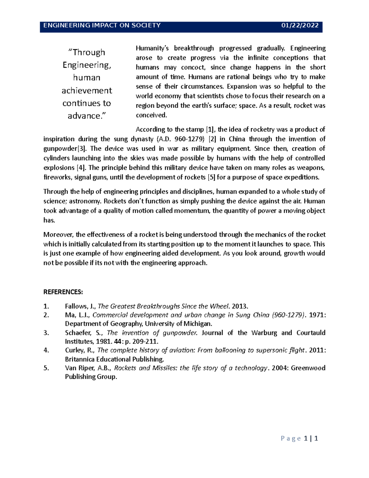 Engineering Impact on our Daily Life - ENGINEERING IMPACT ON SOCIETY 01 ...