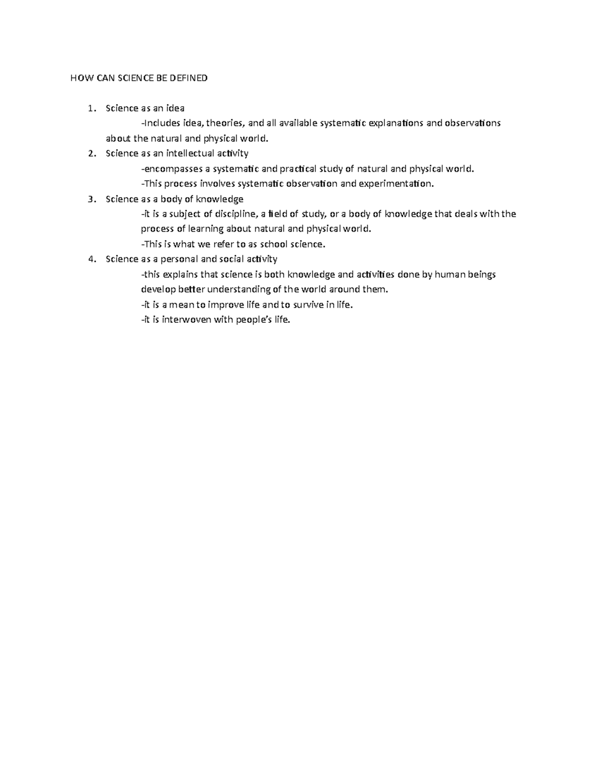 Science reviewer - HOW CAN SCIENCE BE DEFINED Science as an idea ...