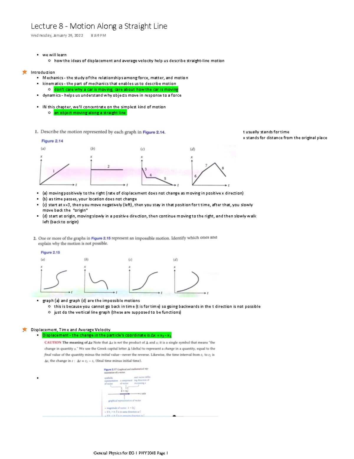 Motion Along a Straight Line pt.1 - we will learn how the ideas of ...
