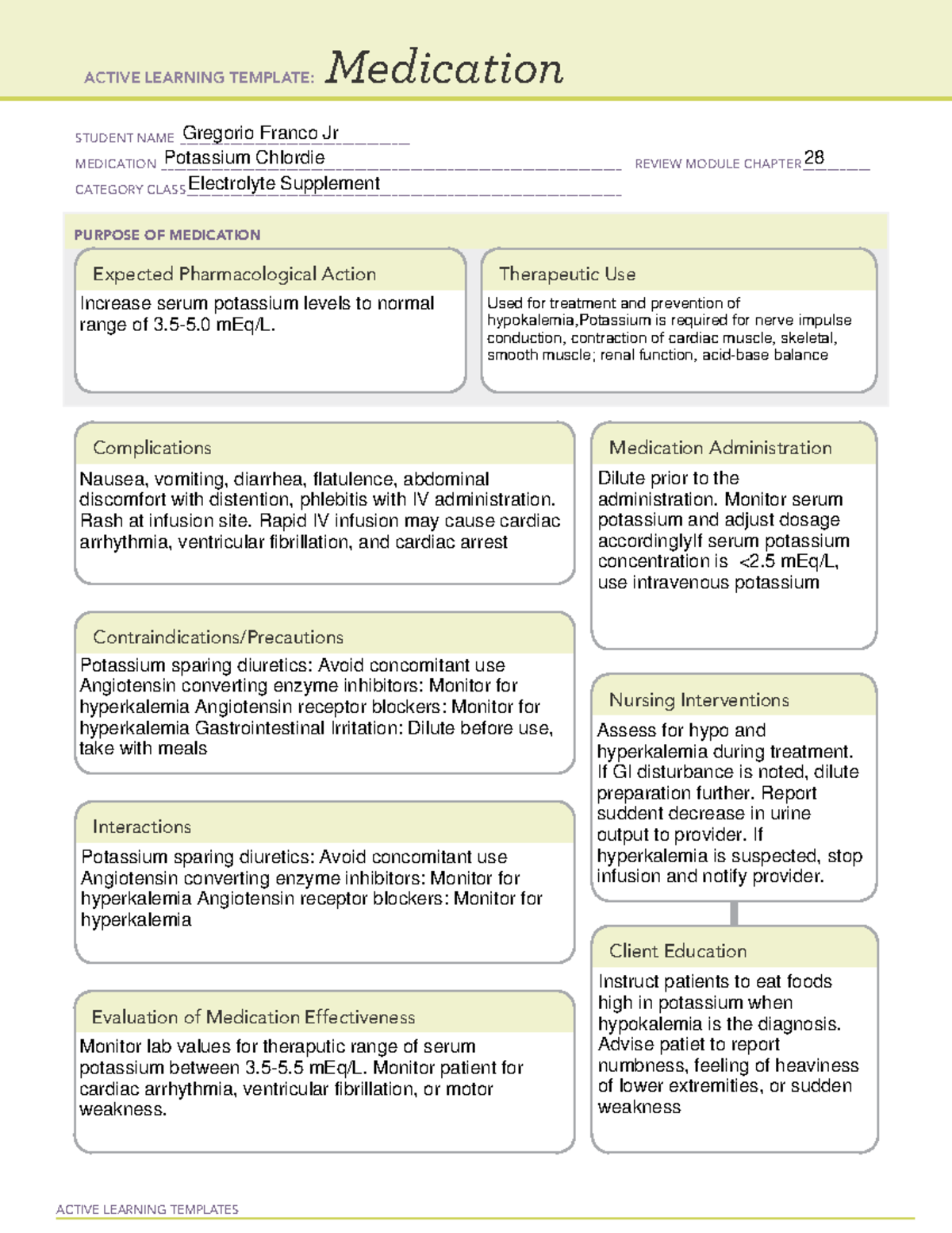 Peds temp 1 Final - ACTIVE LEARNING TEMPLATES Medication STUDENT NAME ...