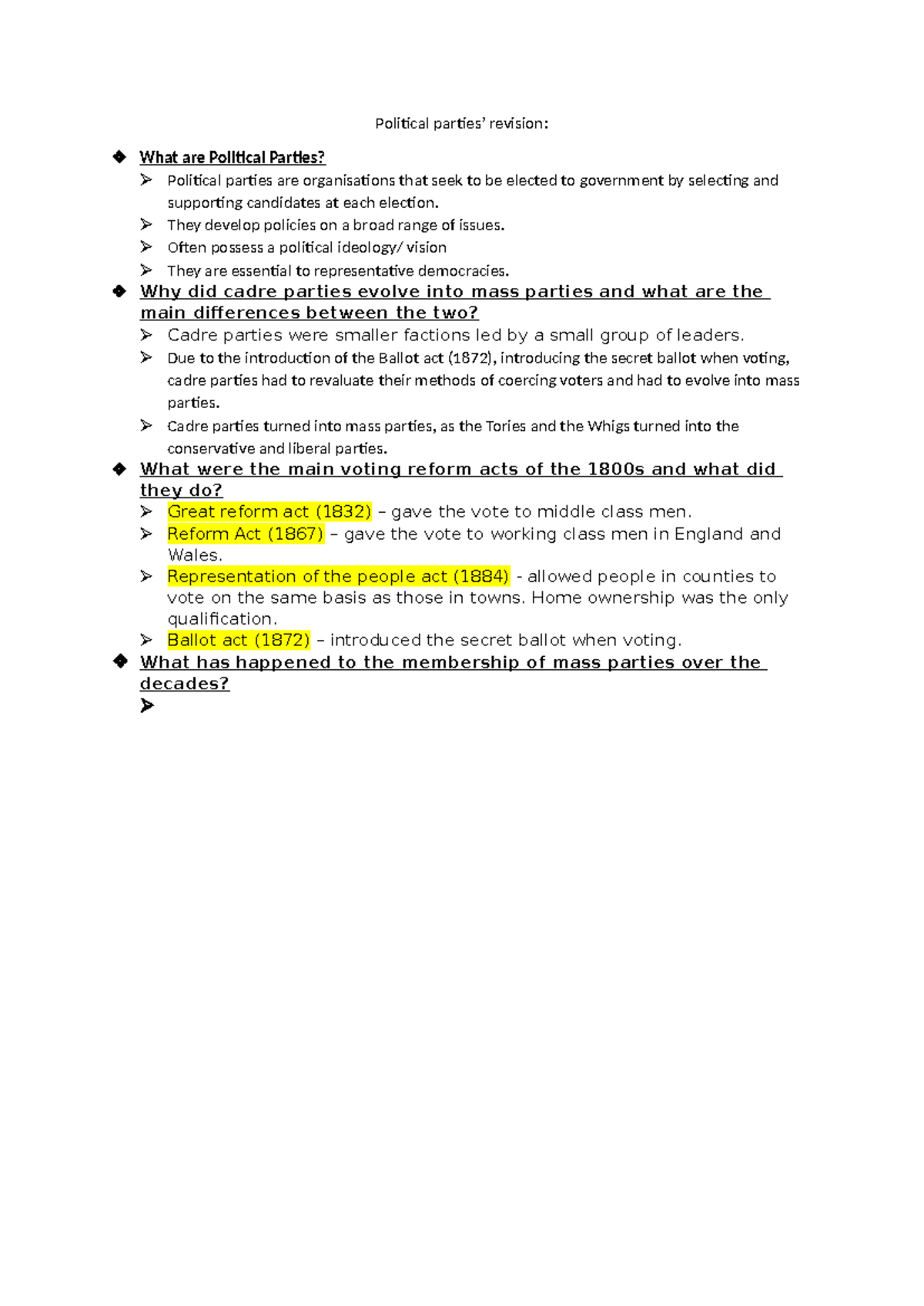 Political Parties Revision - Political parties’ revision: What are ...