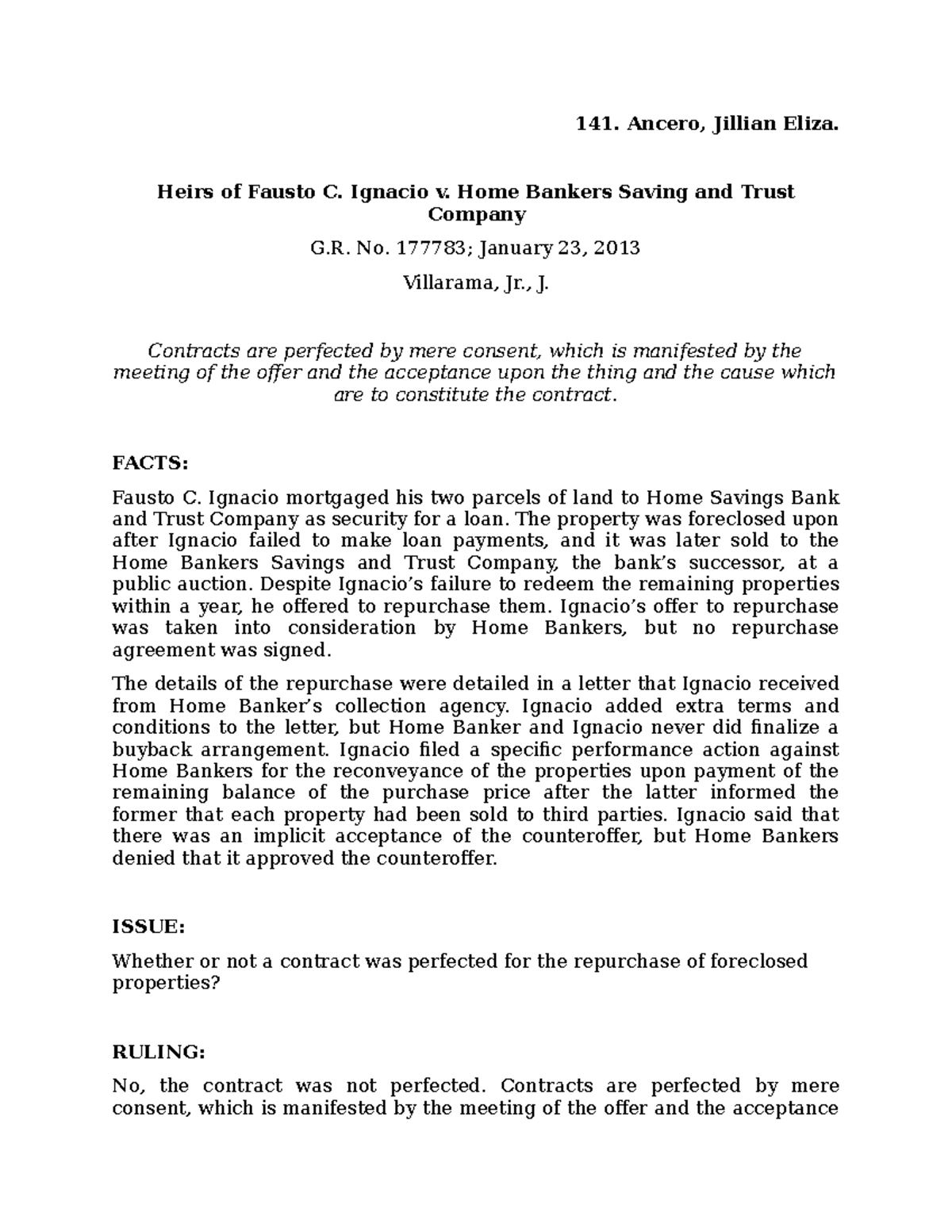 Case Study Oblicon 002 - Ancero, Jillian Eliza. Heirs of Fausto C ...