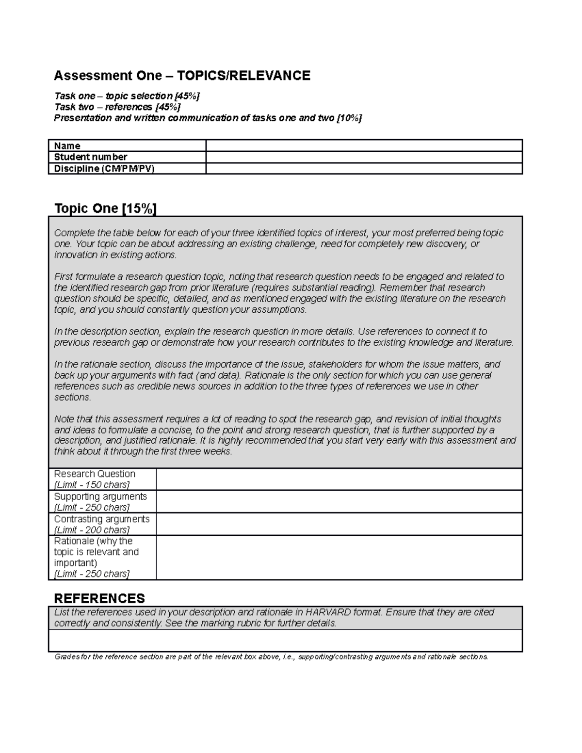 Buil1305 Assignment 1 Template - Assessment One – TOPICS/RELEVANCE Task ...