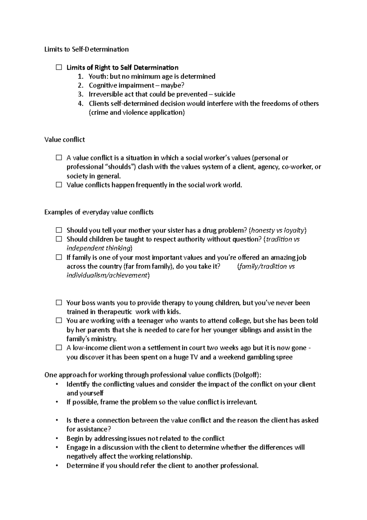 44 - msc social work lecture notes - Limits to Self-Determination ...