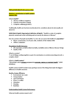 Poplhlth 101 Notes - Module 1: Introduction to Health Systems What is ...