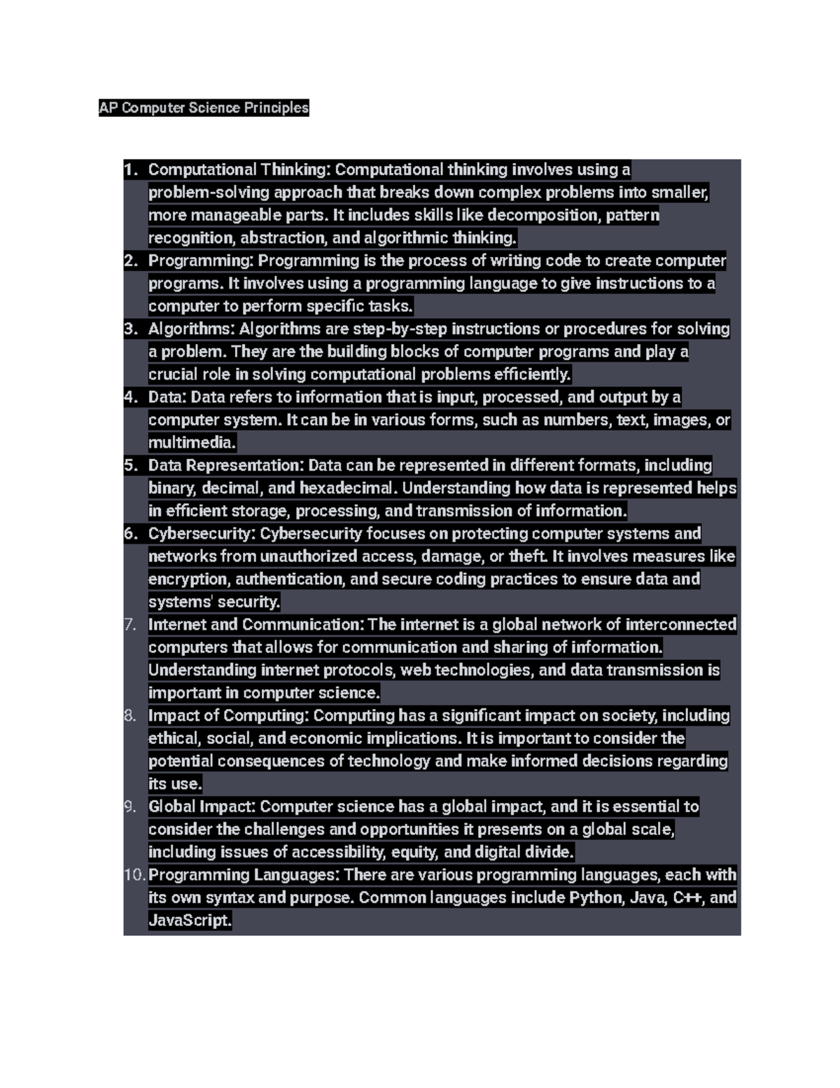 Untitled document (24) - AP Computer Science Principles Computational ...