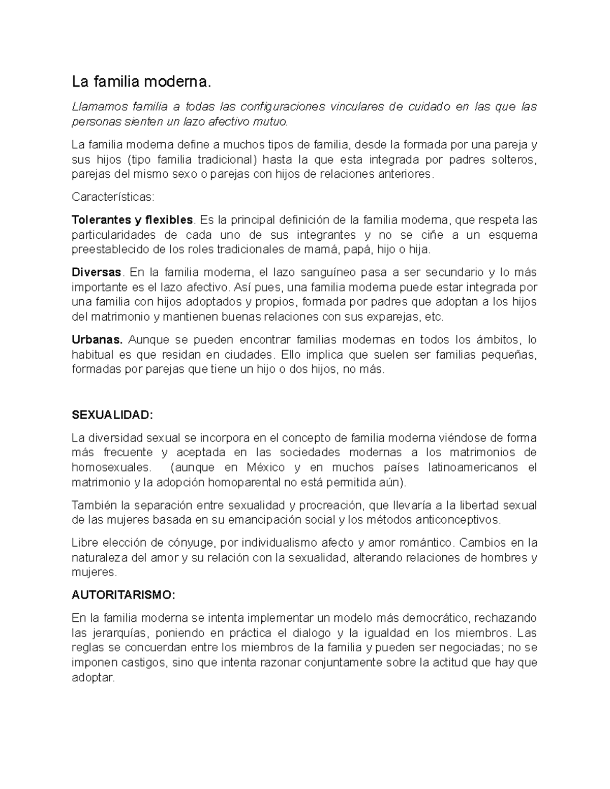 La familia moderna - Llamamos familia a todas las configuraciones ...