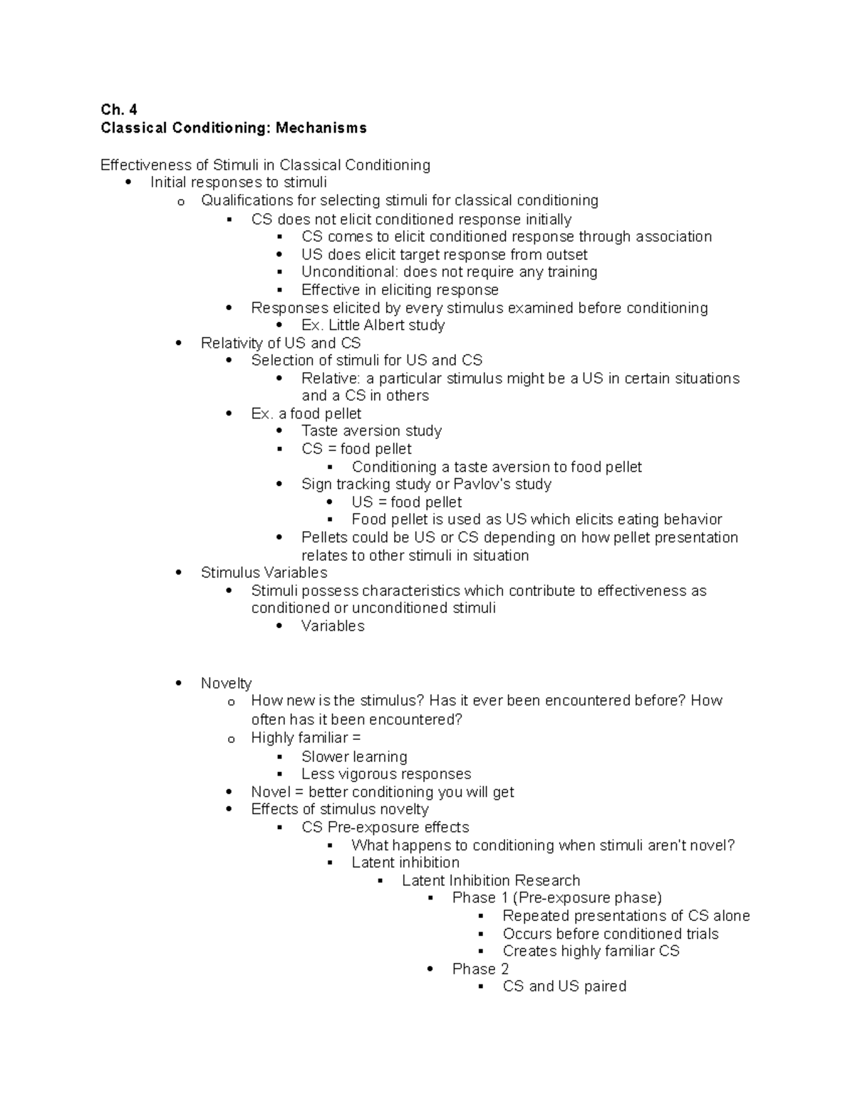 BLP Unit 1 Ch 4 - Katherine Dyer - Ch. 4 Classical Conditioning ...