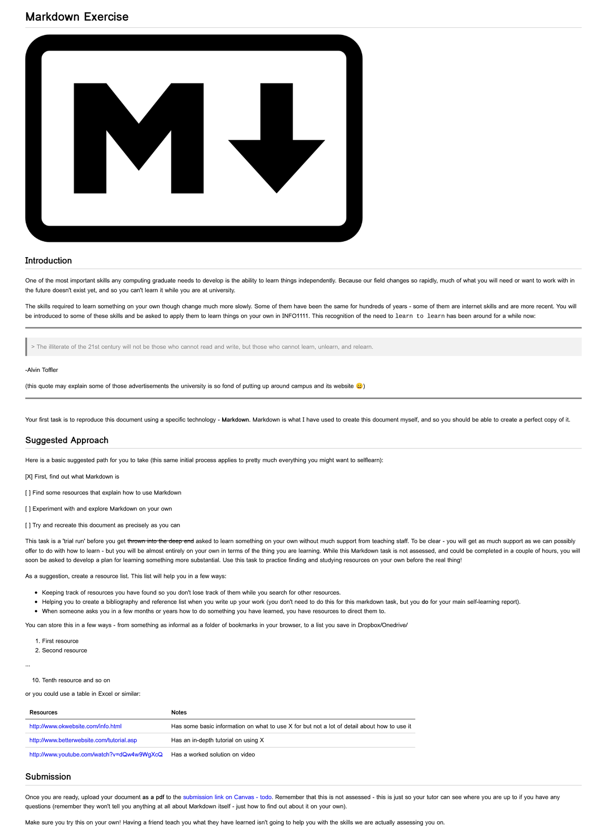 Markdown - Because our field changes so rapidly, much of what you will need or want to work with ...