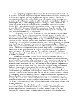 Reflection Paper- Role of the Talker - Reflection Paper: The Role of ...