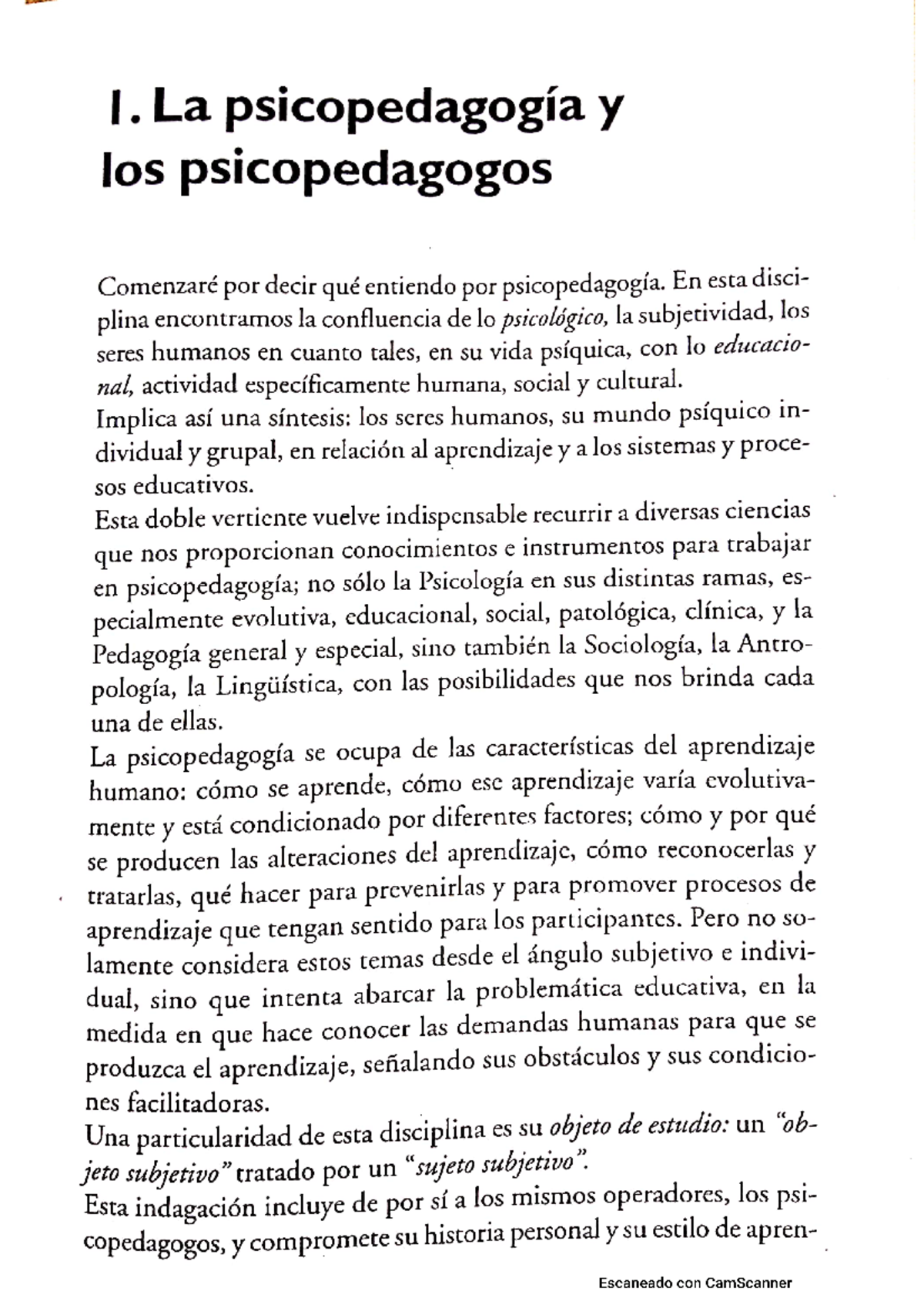 Müller Marina. LA Pscopedagogia Y LOS PSO - 1. La psicopedagogía y los ...