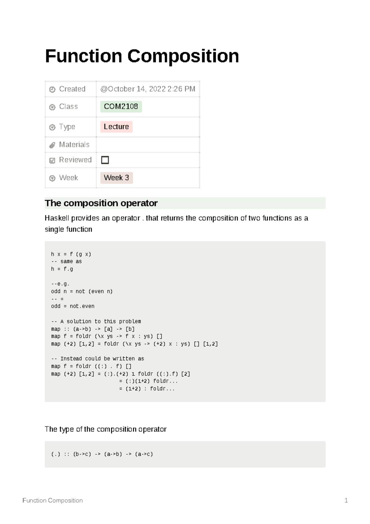 Function Composition (Lecture 9) - Function Composition Created Class ...