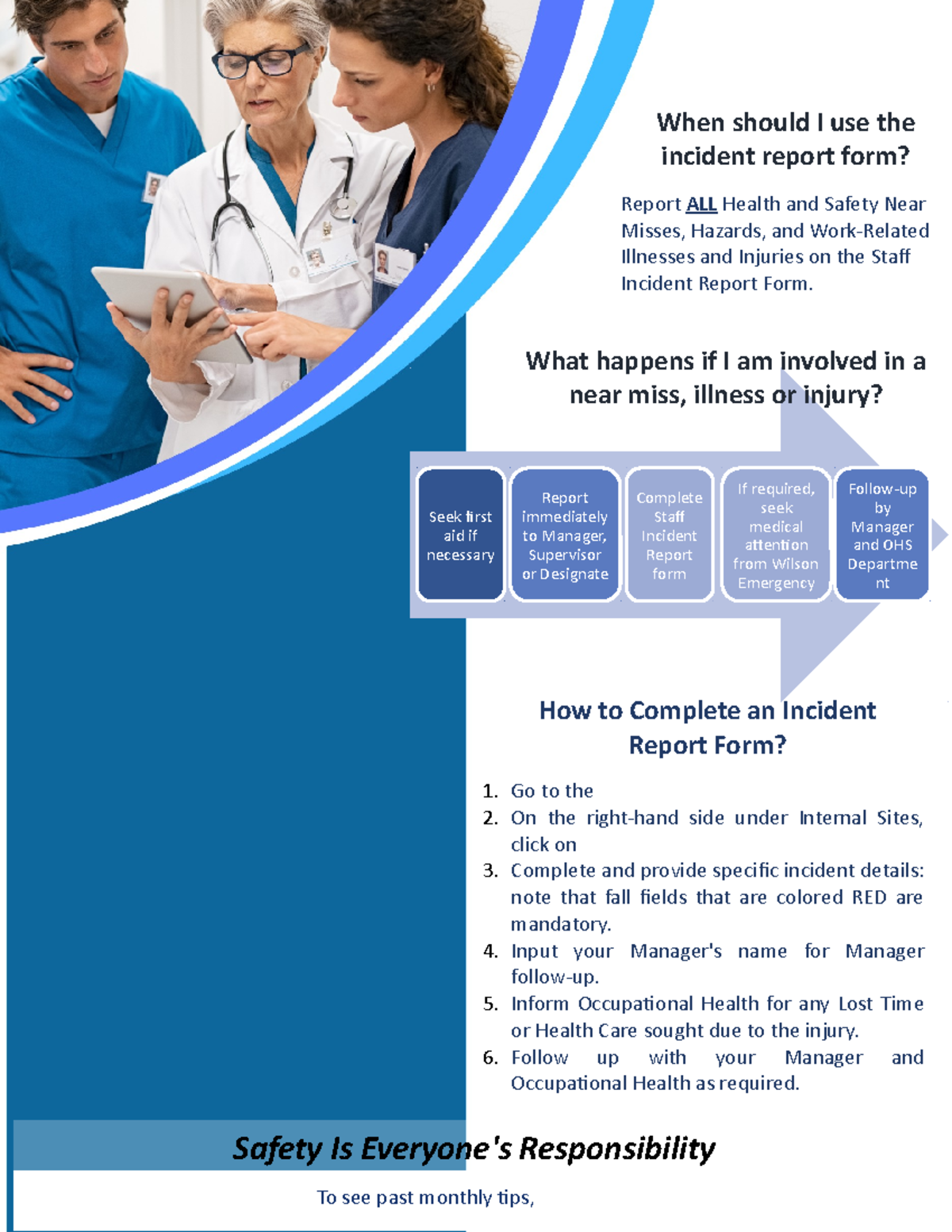 Staff Incident - HEALTH POSTER - Seek first aid if necessary Report ...