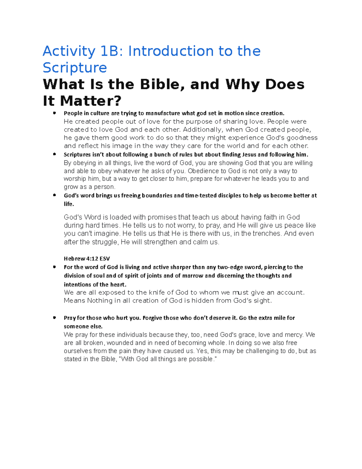 Activity-1B - BIBLICAL STUDIES - Activity 1B: Introduction to the ...