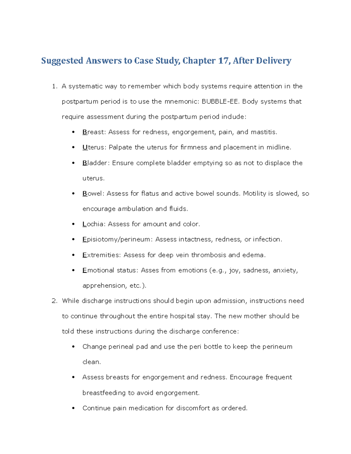 CSA Chapter 17 - Assignment - Suggested Answers to Case Study, Chapter ...