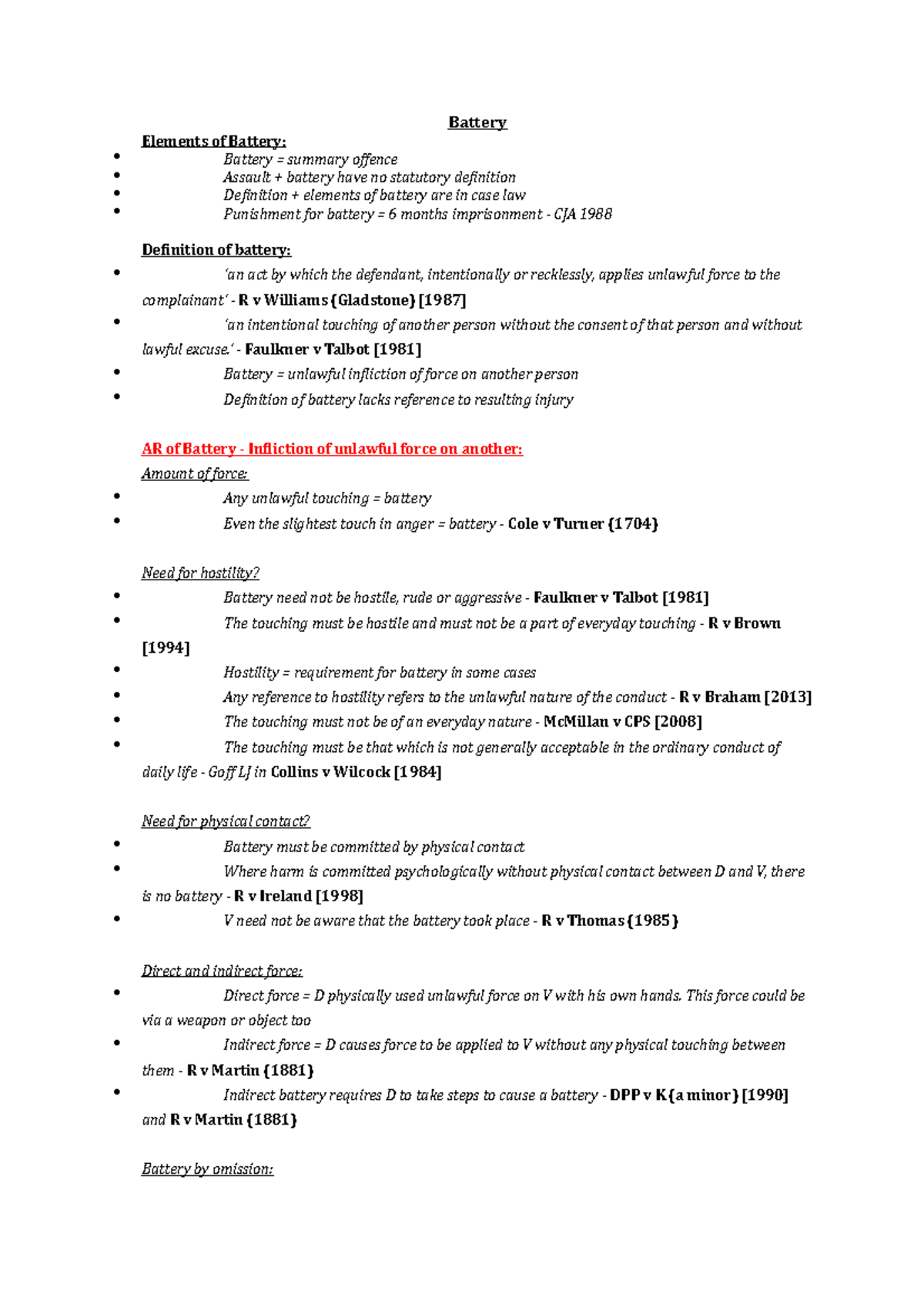 Battery - NOtes - Battery Elements of Battery: Battery = summary ...